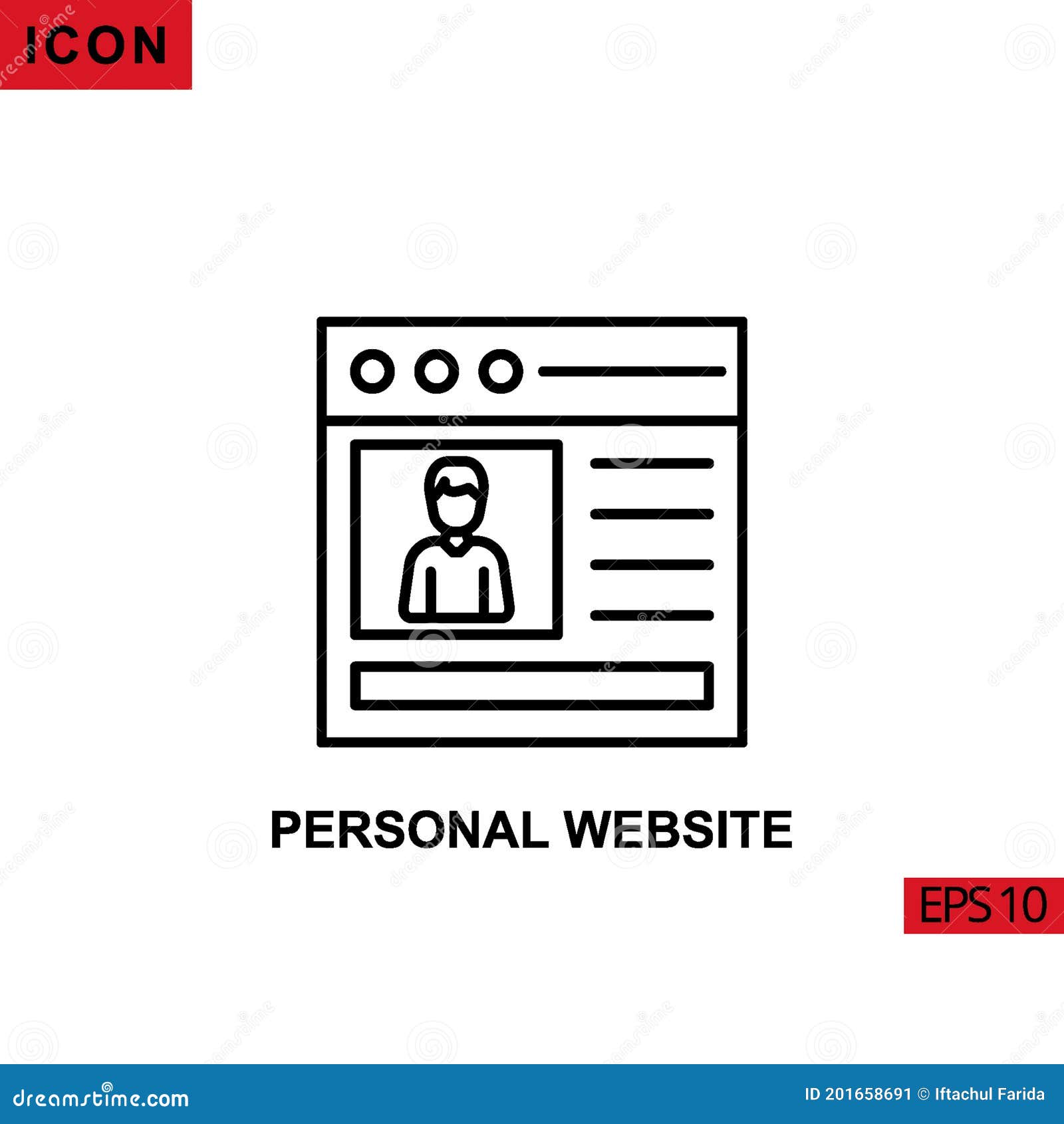 Icon Personal Profile Website. Outline, Line or Linear Vector Icon ...