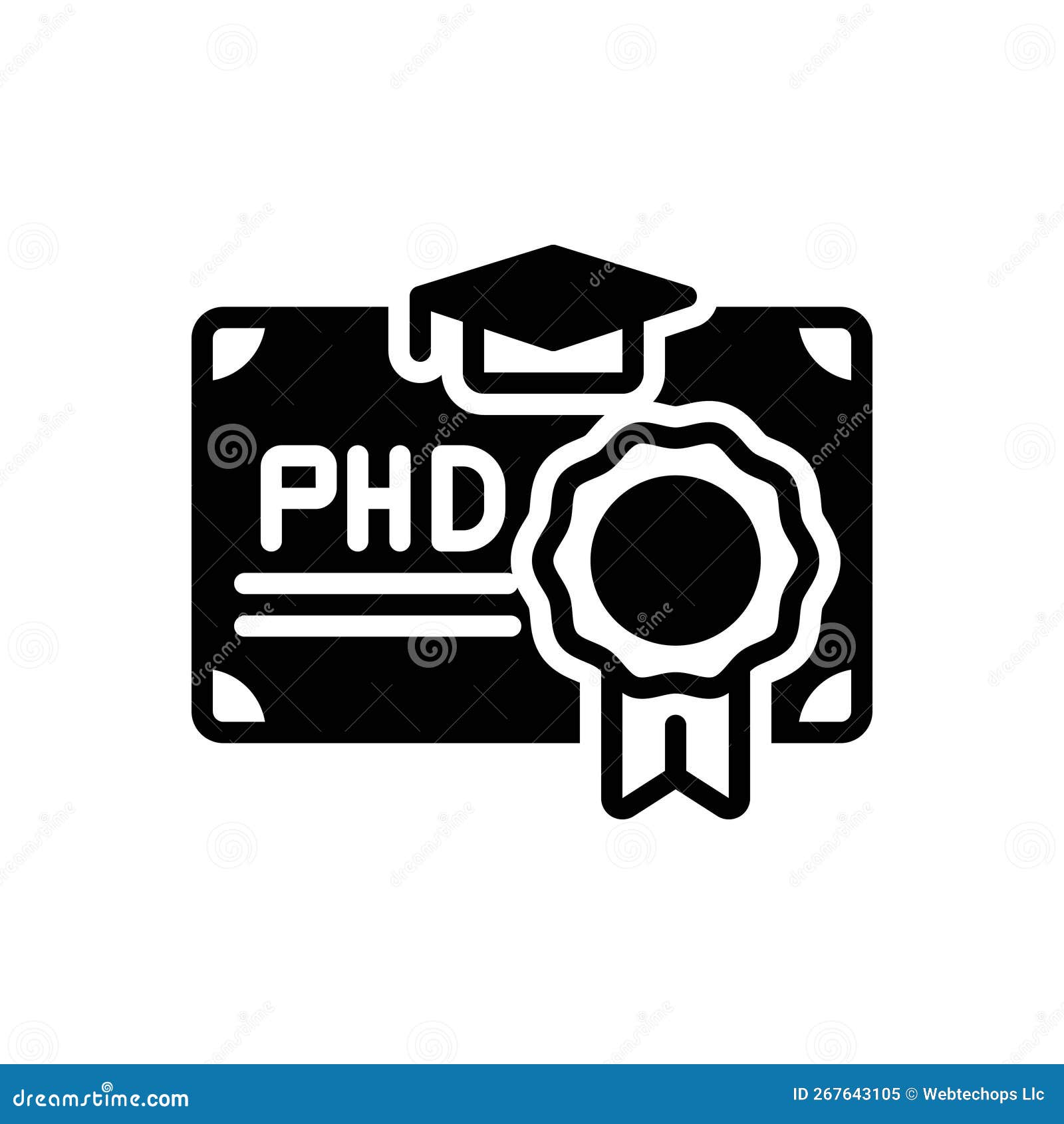 Black Solid Icon for Phd, Graduate and Cap Stock Vector - Illustration ...