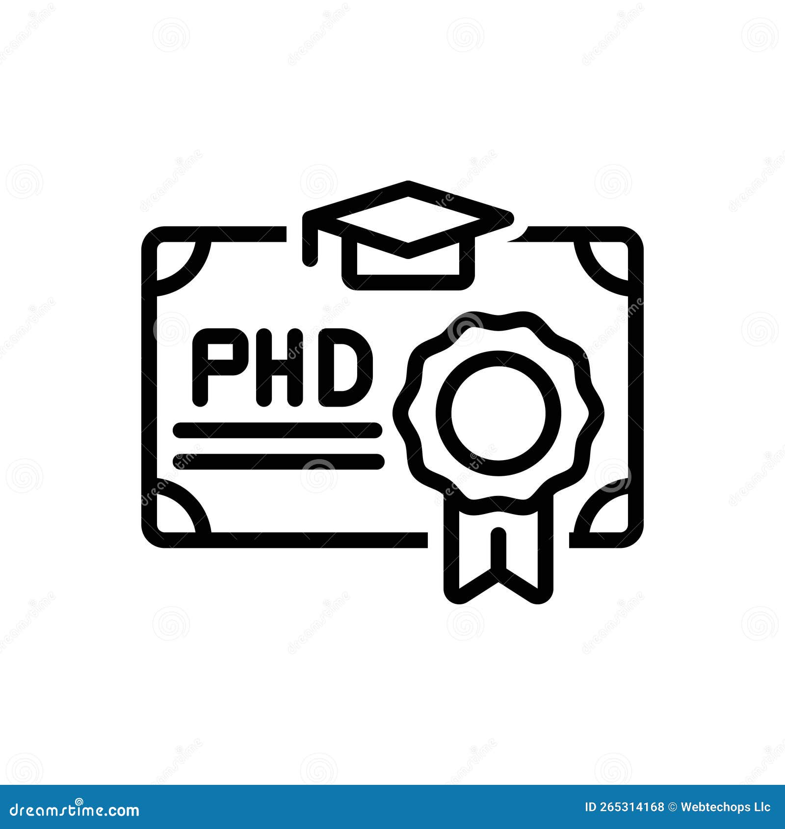 Black Line Icon for Phd, Graduate and Cap Stock Vector - Illustration ...