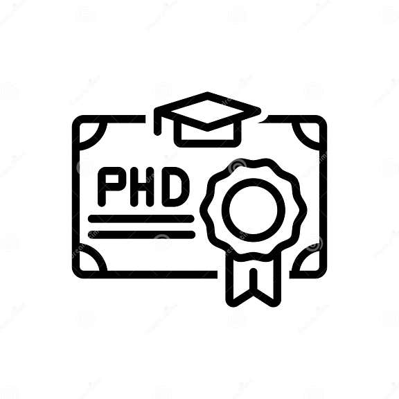 Black Line Icon for Phd, Graduate and Cap Stock Vector - Illustration ...