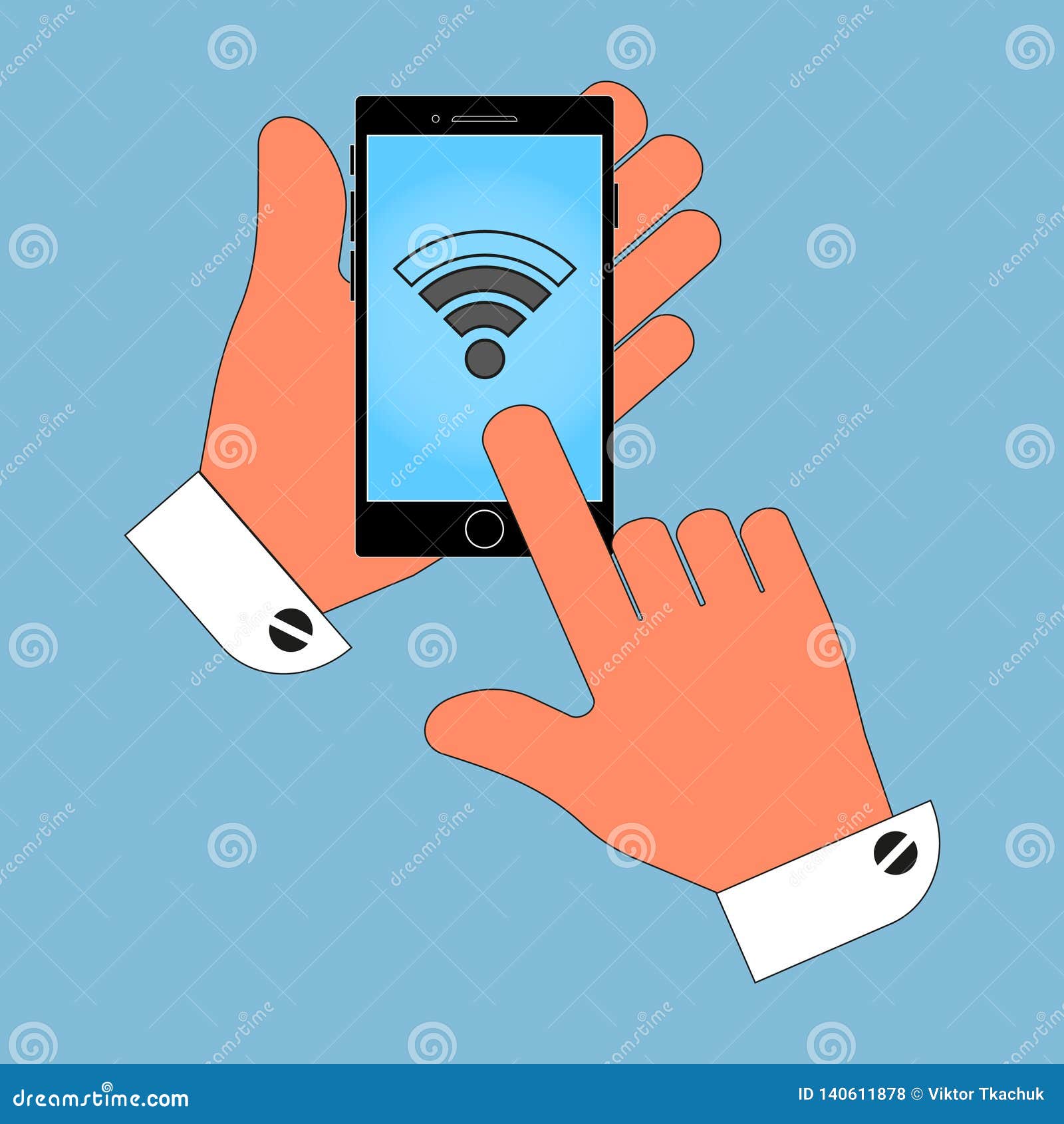 Icon Phone in His Hand, the Sign on the Screen of Internet, Network ...