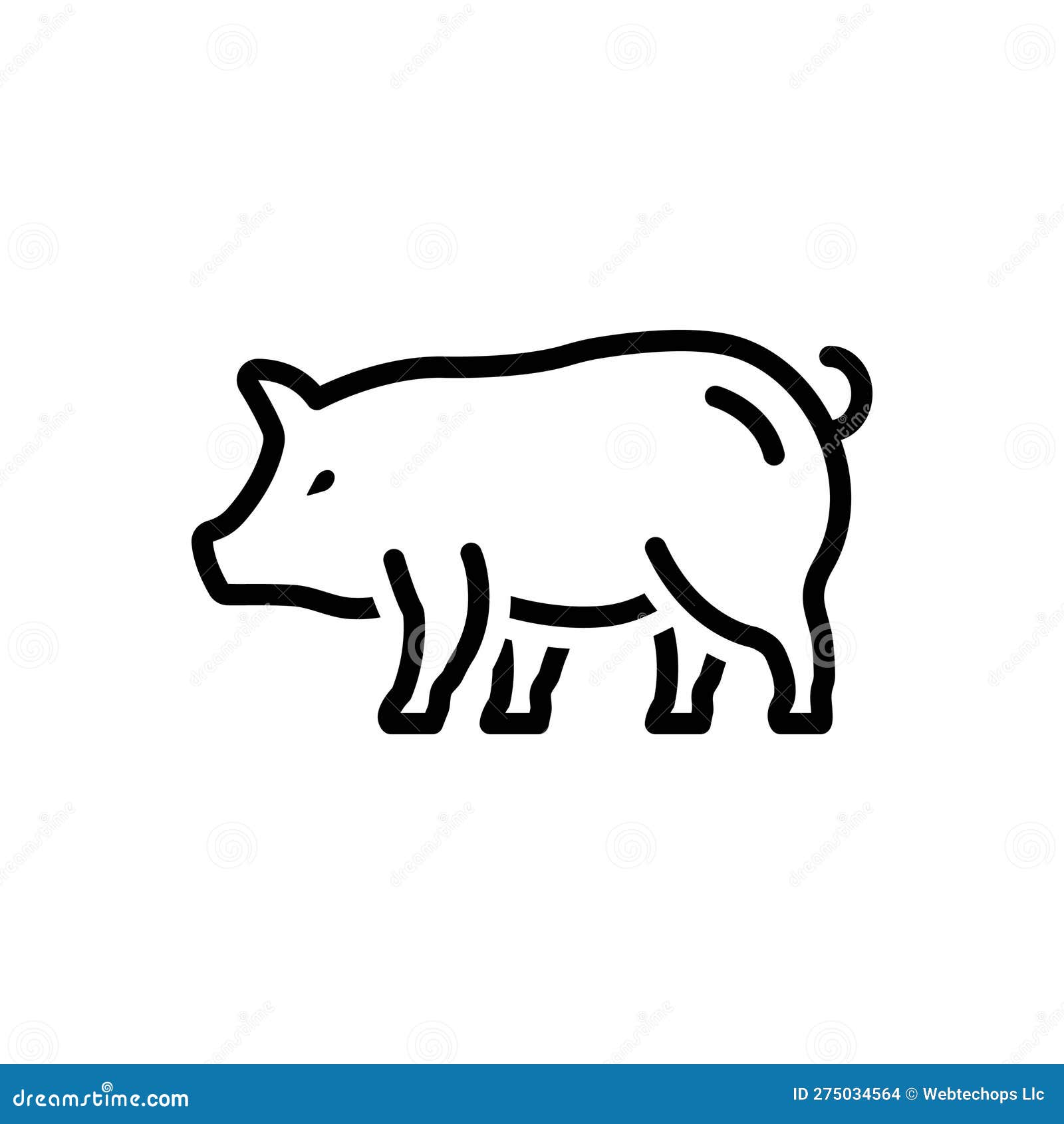 Black Line Icon for Pig, Hog and Cattle Stock Vector - Illustration of ...