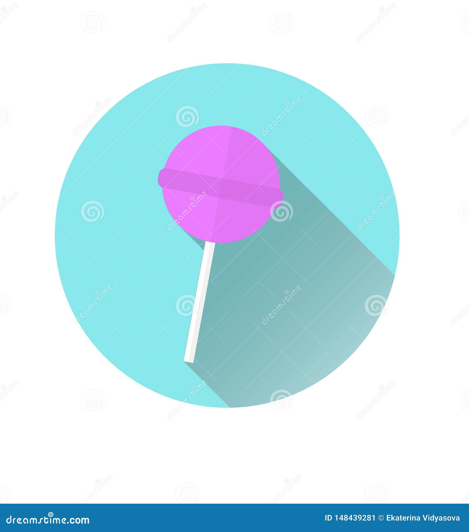 Icon of a Pink Chupa Chups Icon on a Blue Circle Background. Vector ...