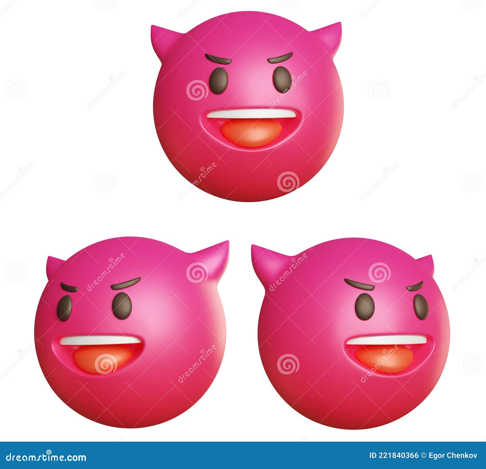 Icon Pink Emoji in 3D Devil Stock Photo - Illustration of emoticons ...