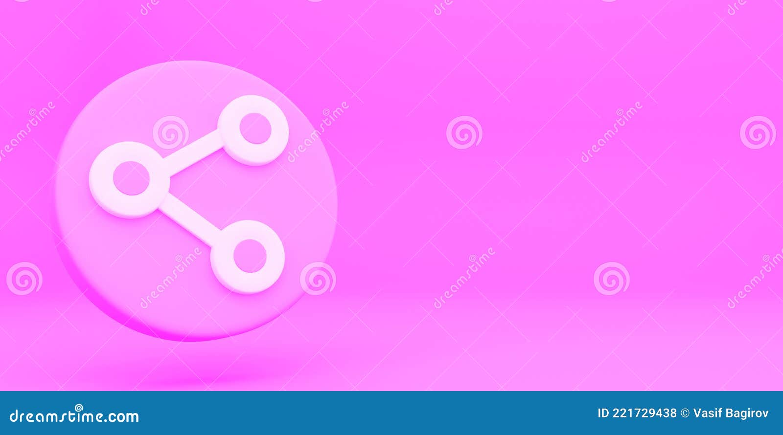Icon Pink Share Cartoon Style. 3d Rendering, Interface Ui Ux Element ...