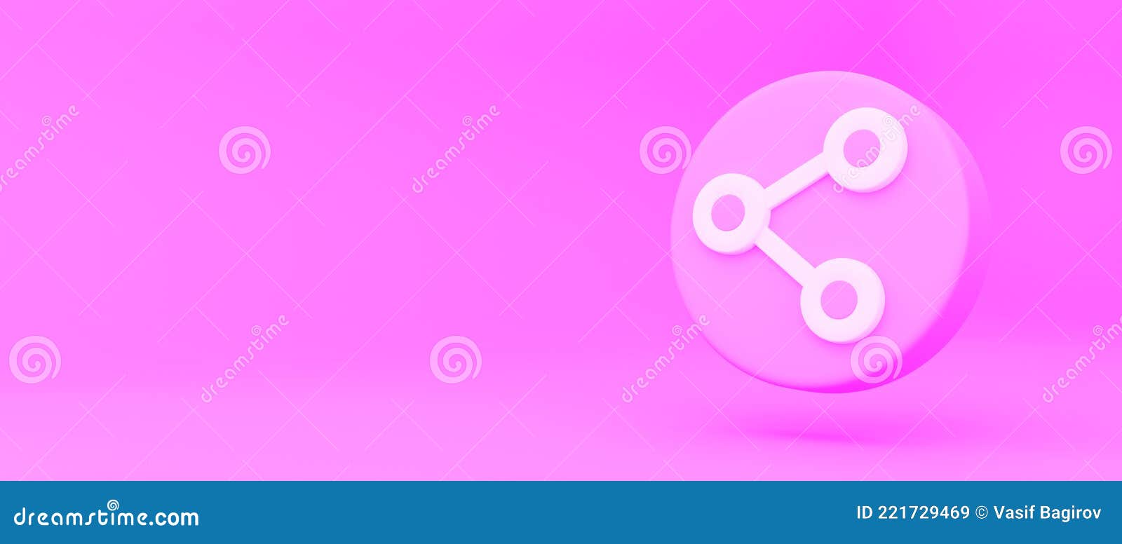 Icon Pink Share Cartoon Style. 3d Rendering, Interface Ui Ux Element ...
