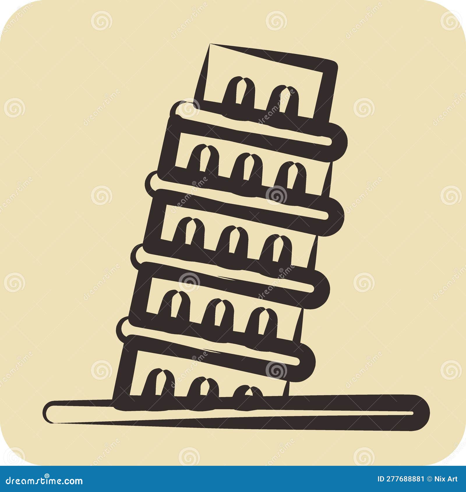 Icon Pisa. Suitable for Education Symbol. Hand Drawn Style. Simple ...