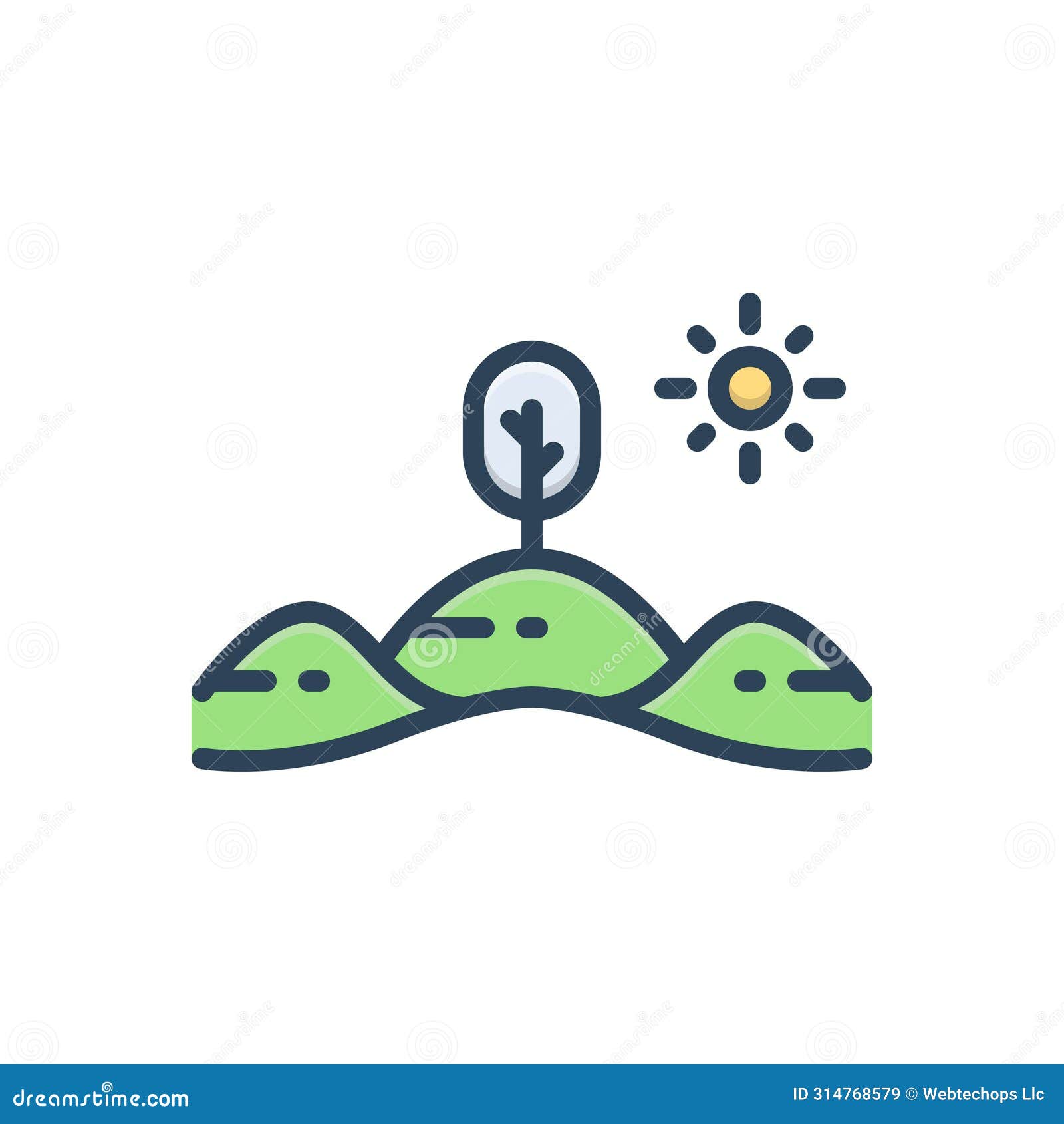 Color Illustration Icon for Plains, Grassland and Hill Stock ...