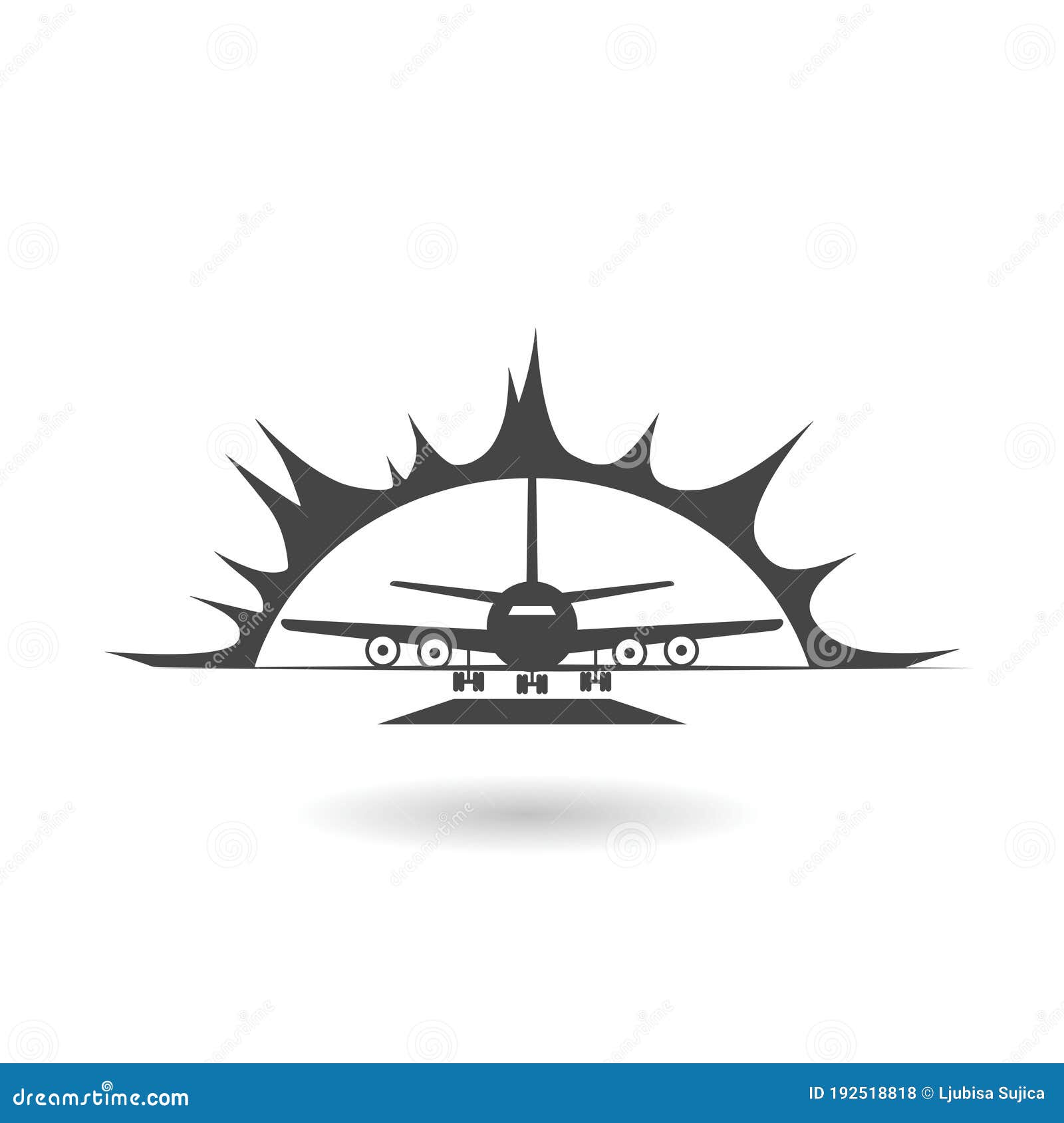 Icon Plane Lands on the Runway with Shadow Stock Vector - Illustration ...