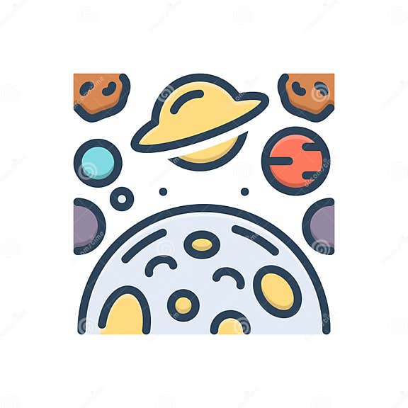 Color Illustration Icon for Planet, Cosmology and Globe Stock ...