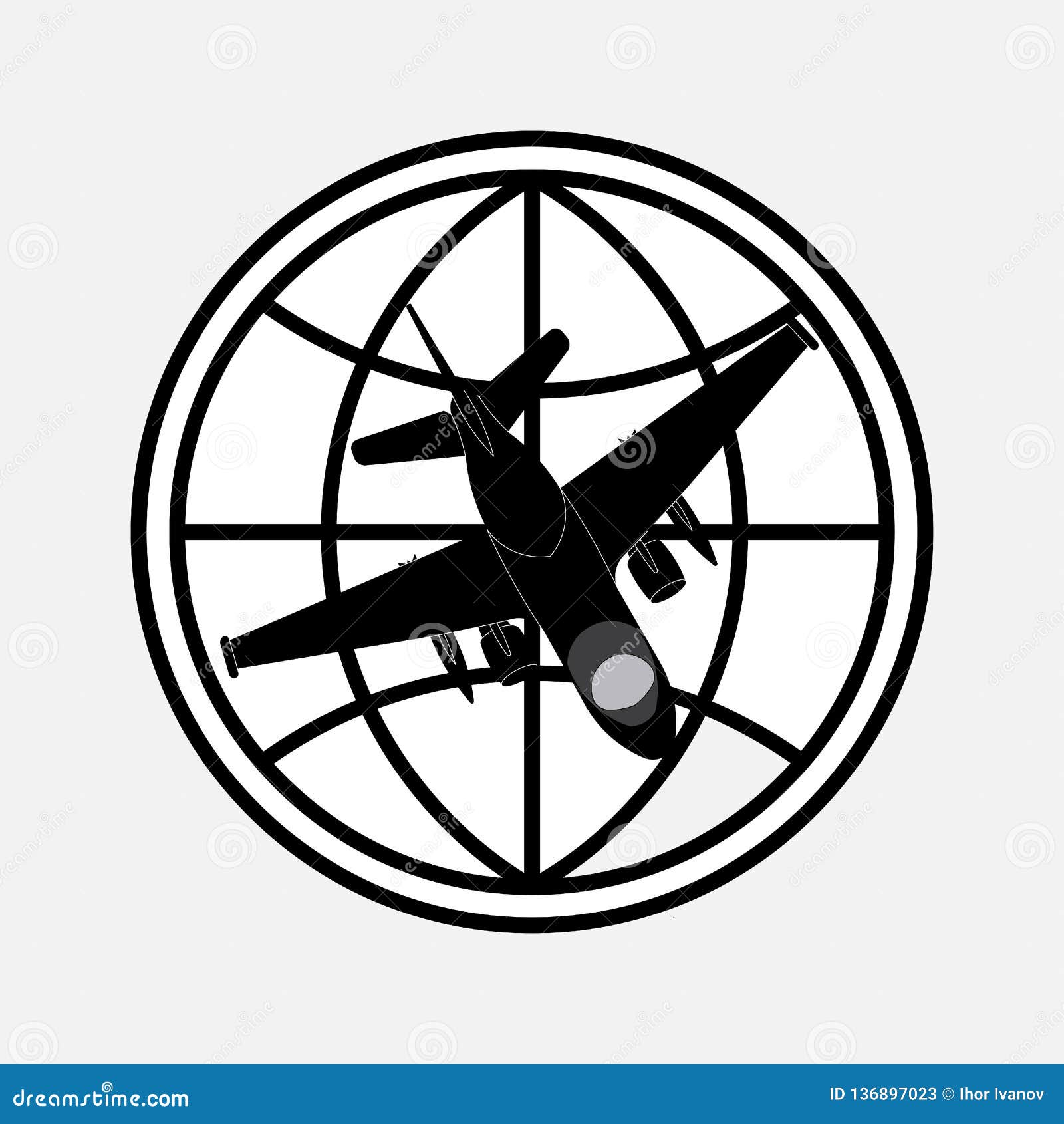 Icon Planet and Plane, Flights Around the World Stock Illustration ...