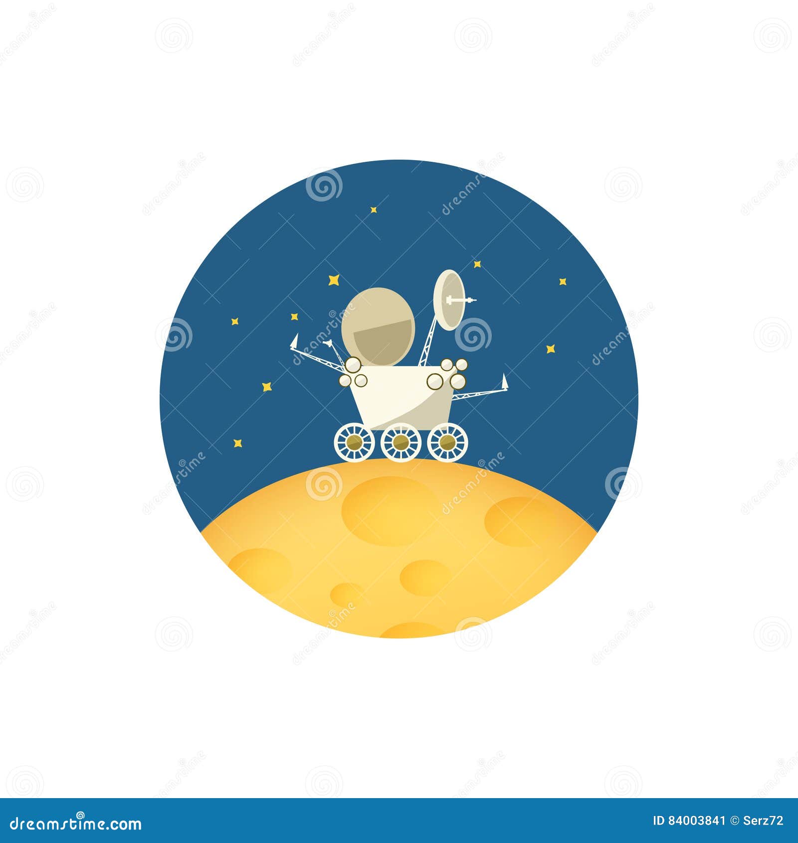 Planet Rover Icon. Cute Metal Robot Wheels Cartoon Vector ...