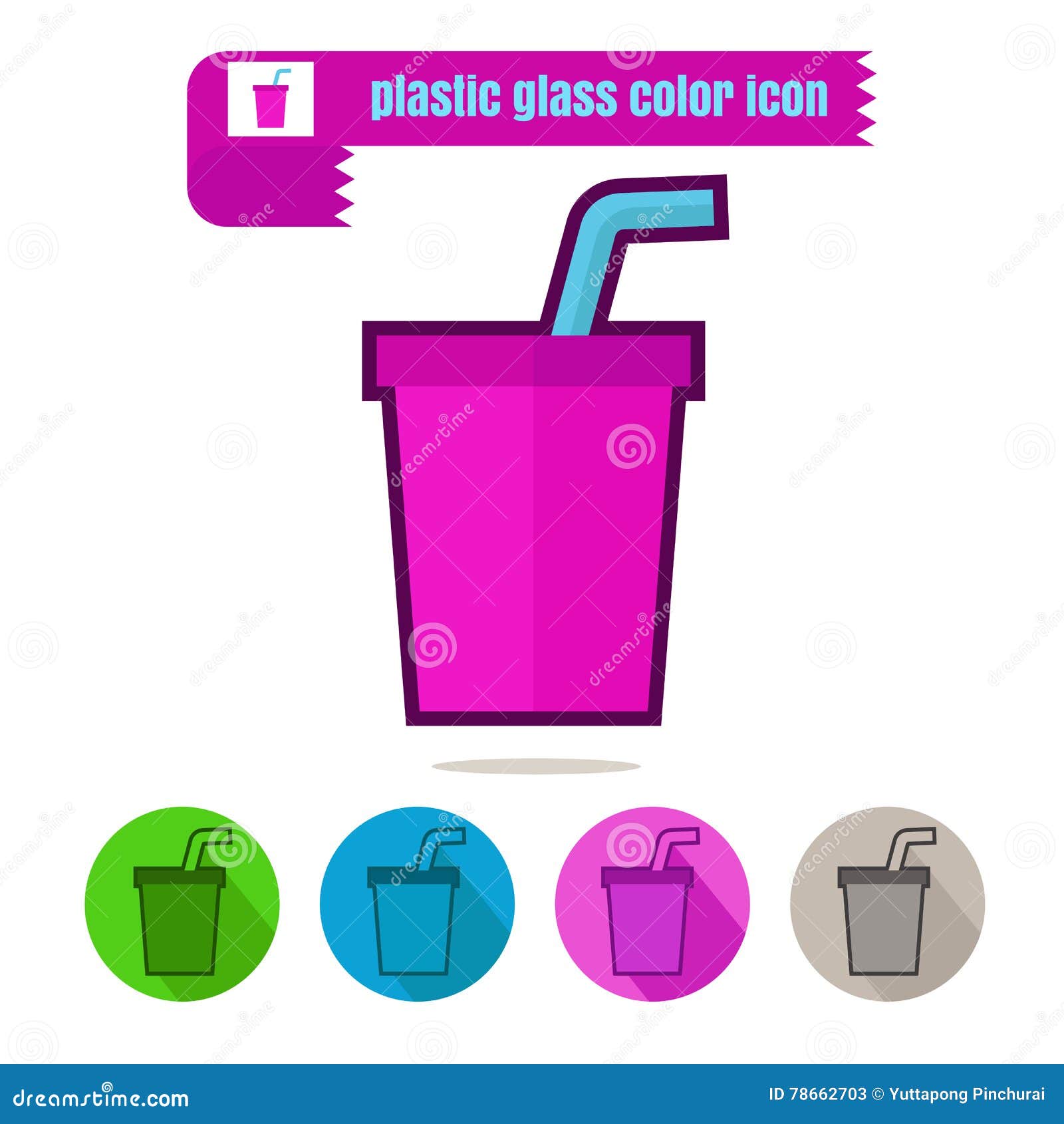 Icon Plastic Glass Color on White Background Stock Illustration ...
