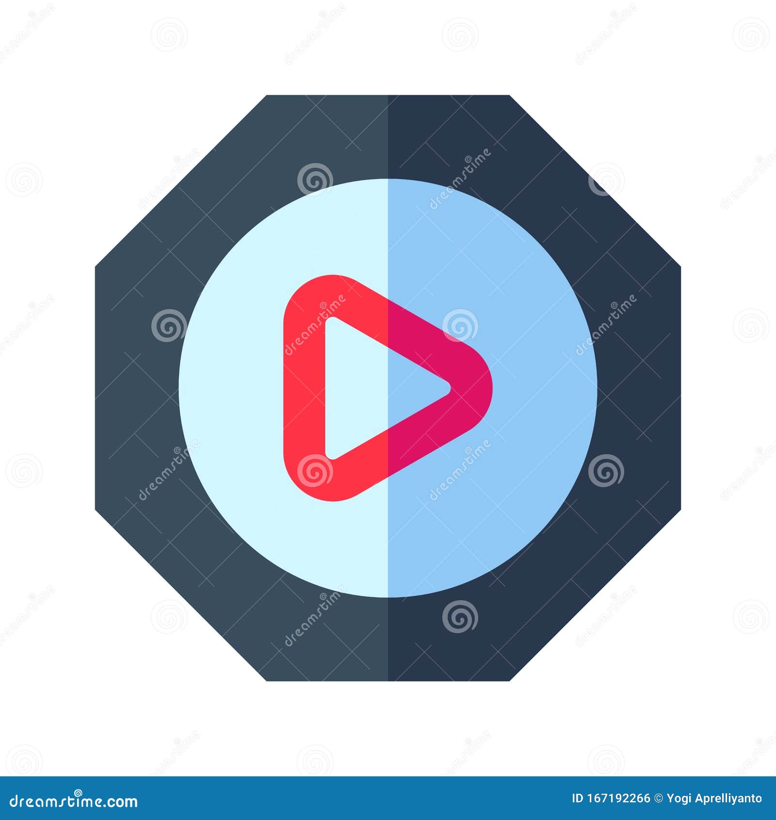 Icon Play Button in Flat Style. Vector Illustration and Editable Stroke ...