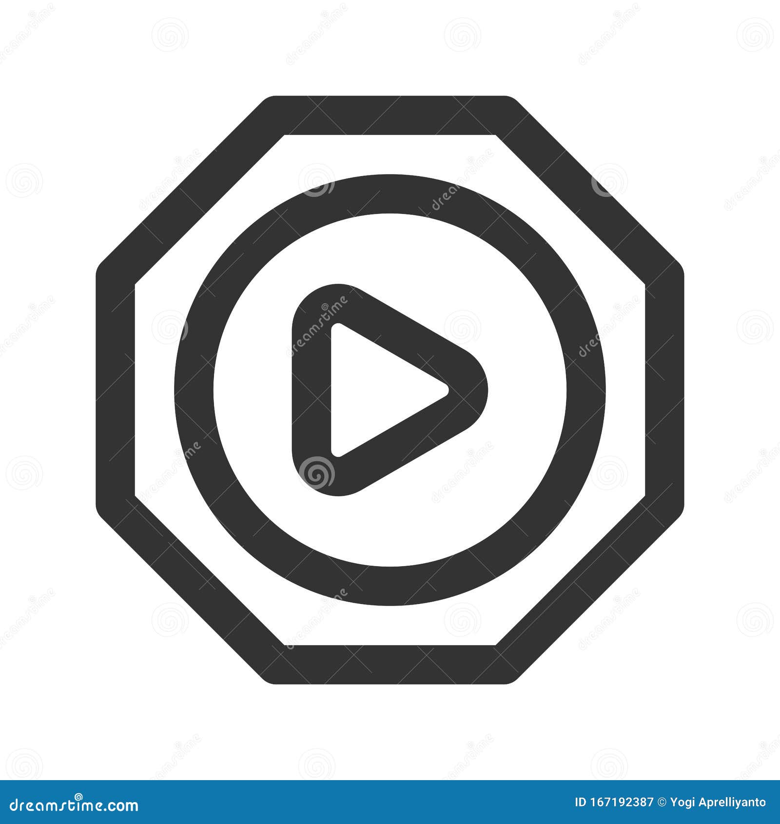 Icon Play Button in Line Style. Vector Illustration and Editable Stroke ...