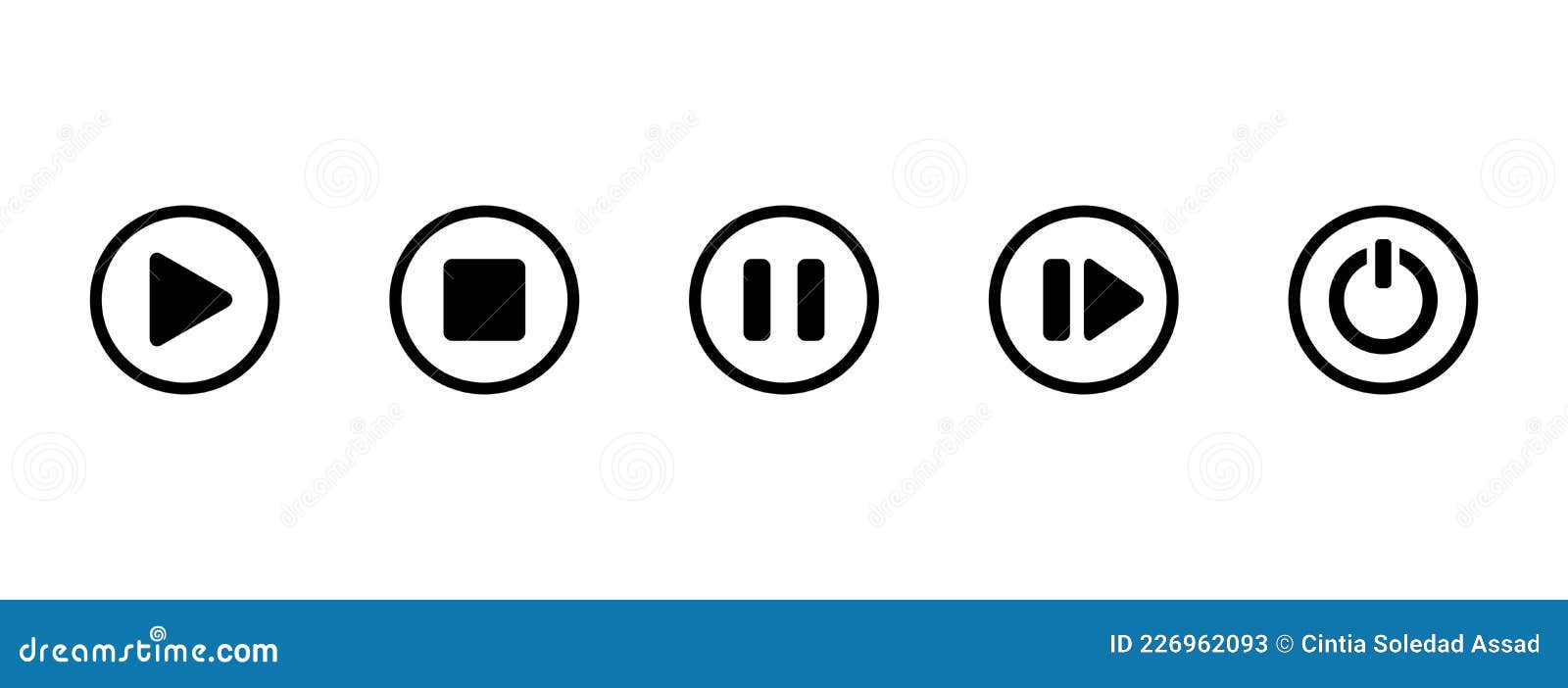 ICON PLAY, REC, STOP, PAUSE, POWER Stock Vector - Illustration of ...