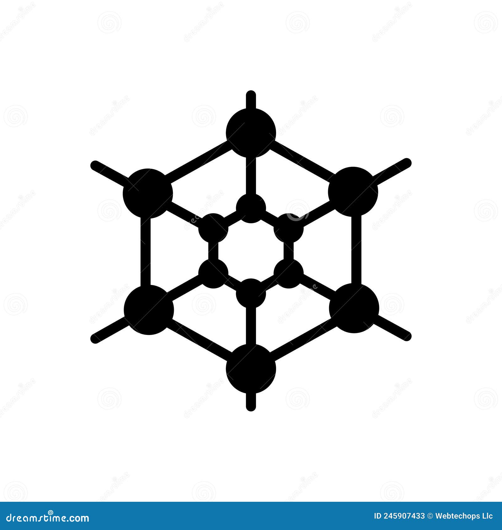 Black Solid Icon for Polymer, Molecule and Polypropylene Stock Vector ...