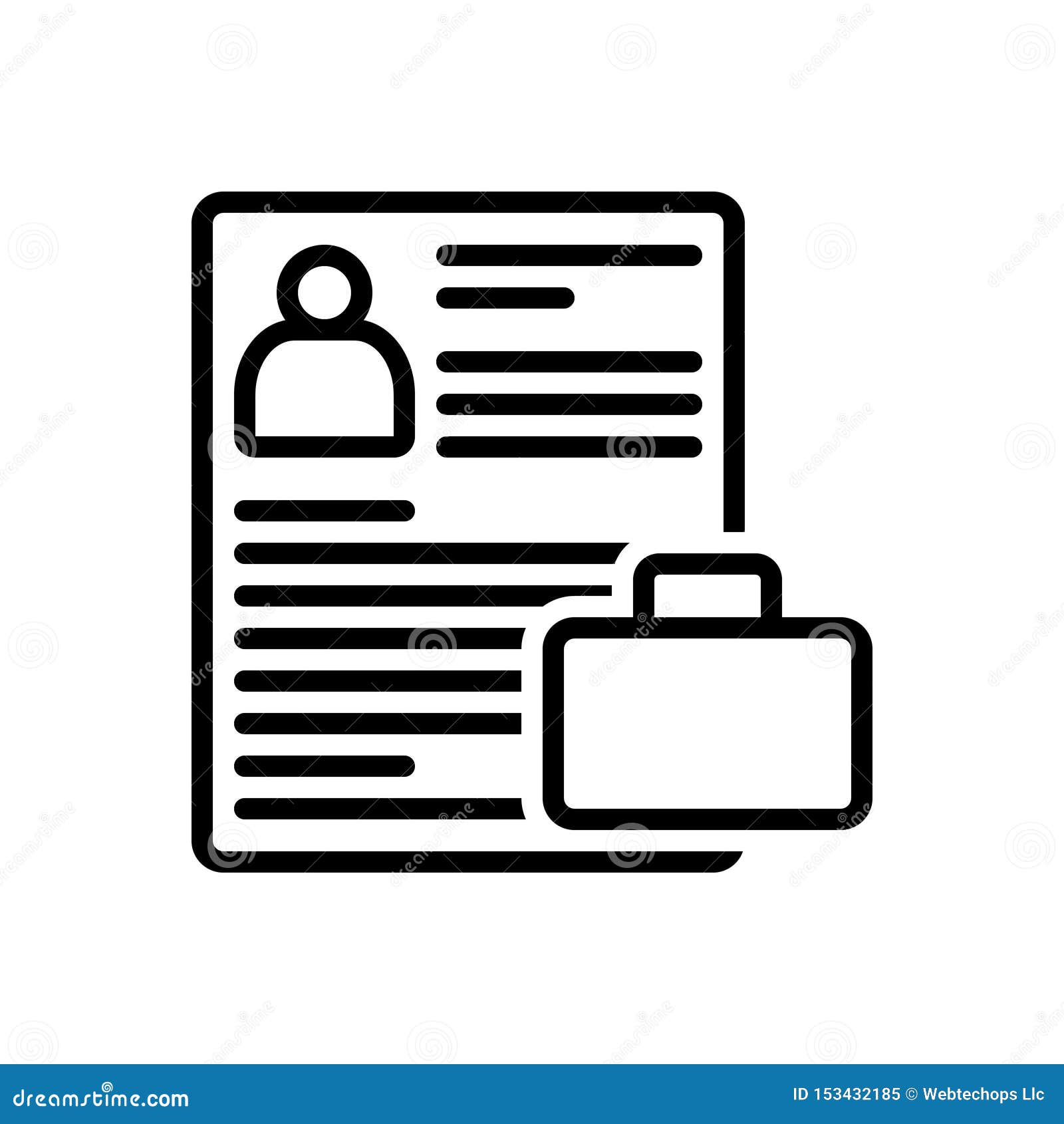 Black Line Icon for Portfolio, Resume and Summary Stock Vector ...