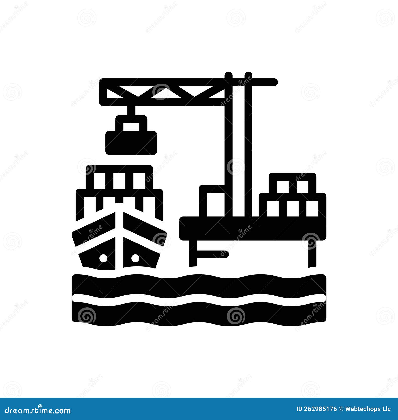 Black Solid Icon For Ports, Seaport And Harbor Vector Illustration ...