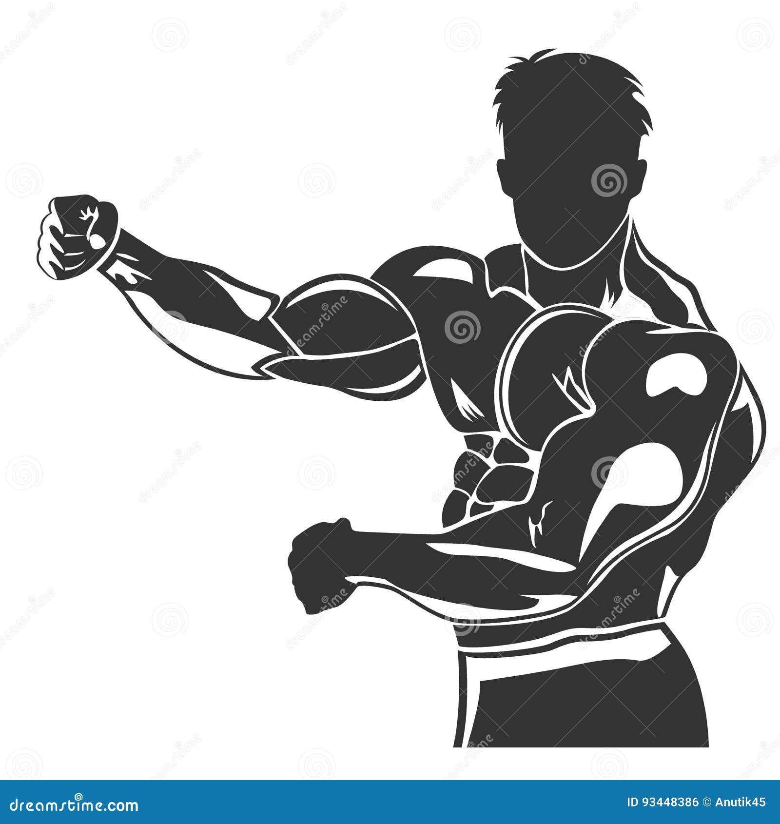 Posing Bodybuilder, Abstract Vector Silhouette | CartoonDealer.com ...