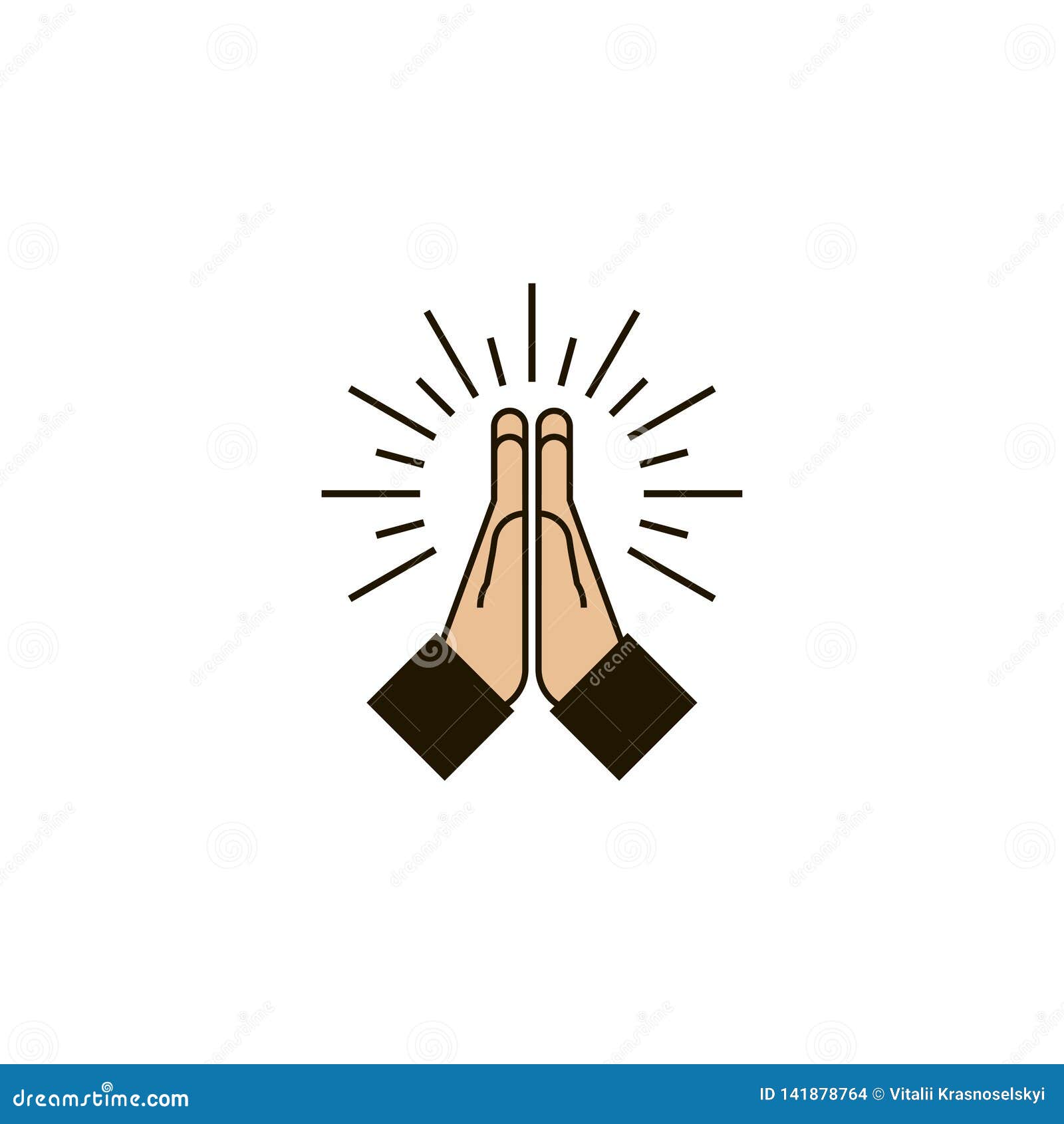 Icon of Praying Hands with Burst in Flat Design Stock Vector ...