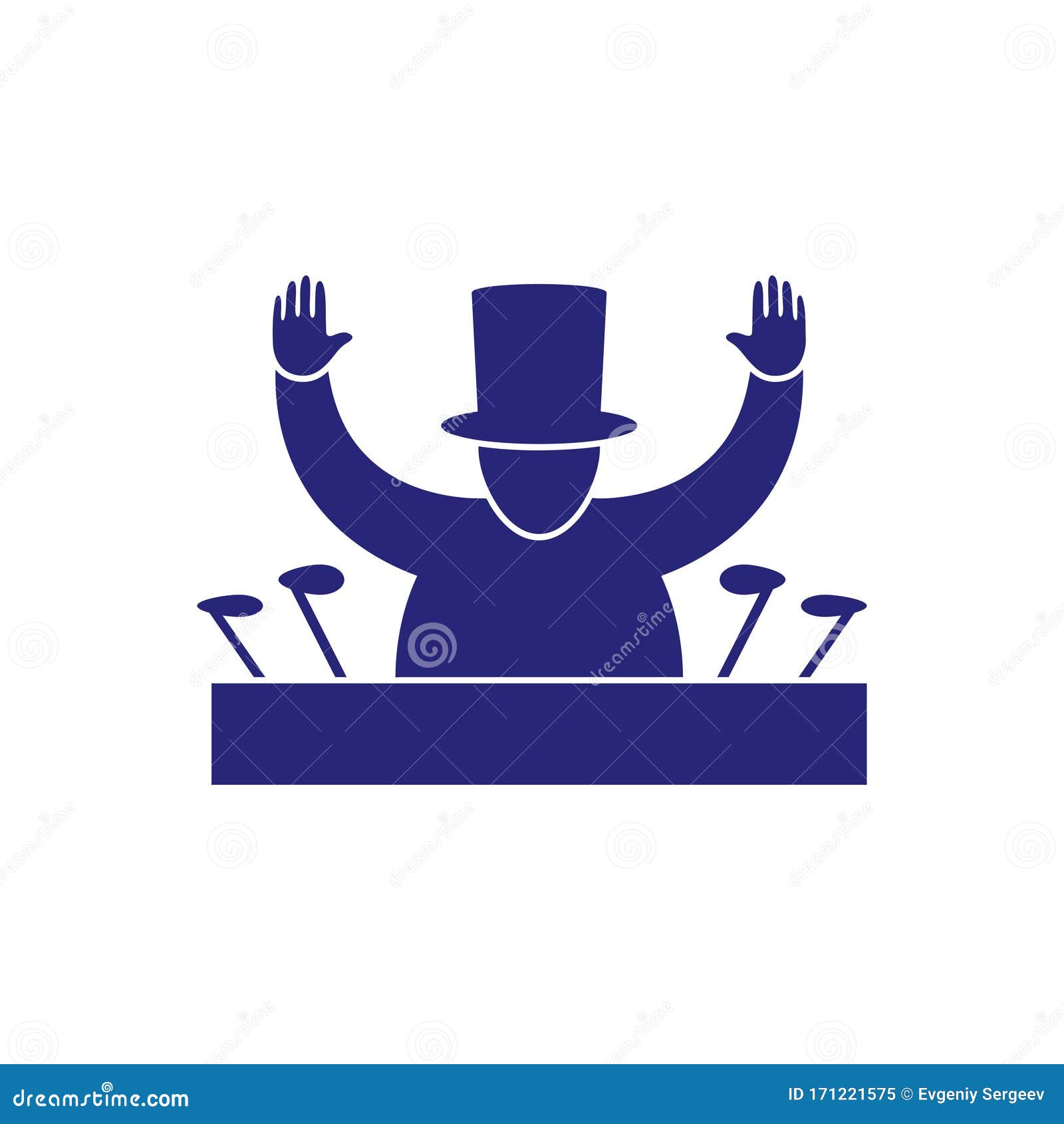 Icon the President Greets by Raising His Hands at the Microphone on an ...