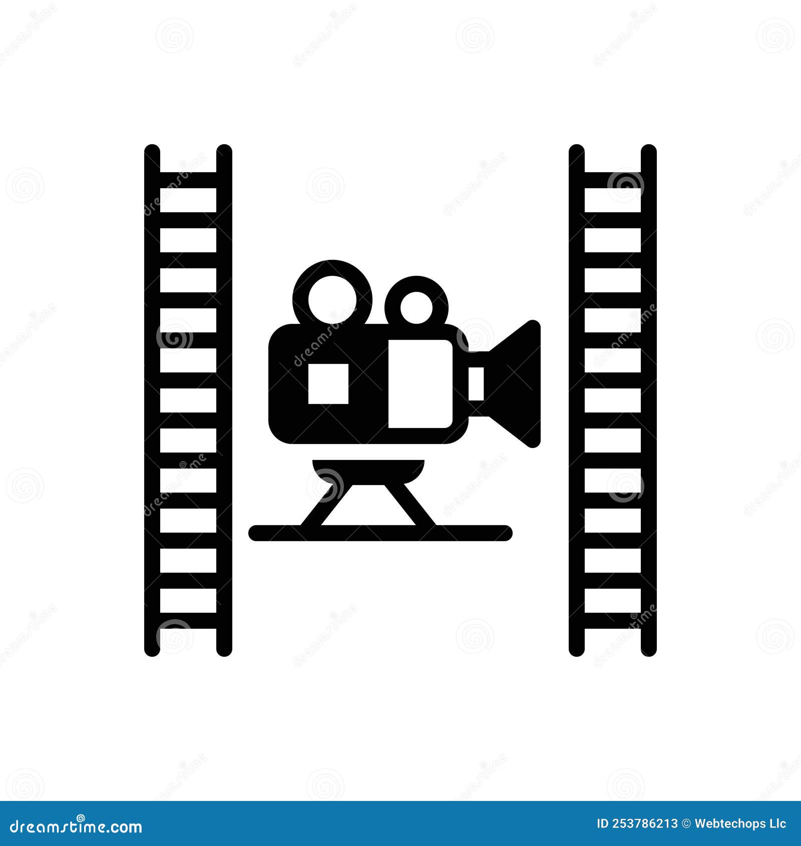 Black Solid Icon for Productions, Video and Film Stock Illustration ...
