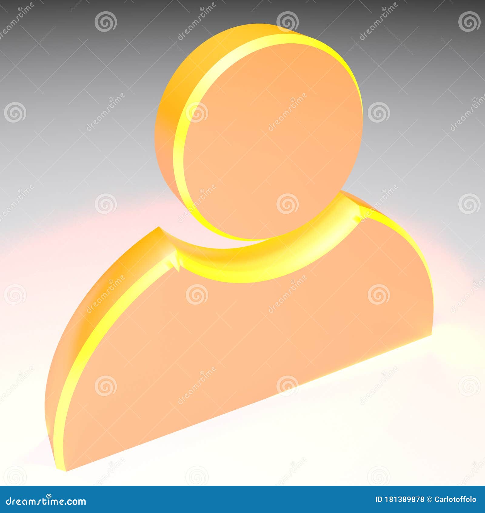 Icon for Profile, Gold Yellow on White Background - 3D Rendering ...