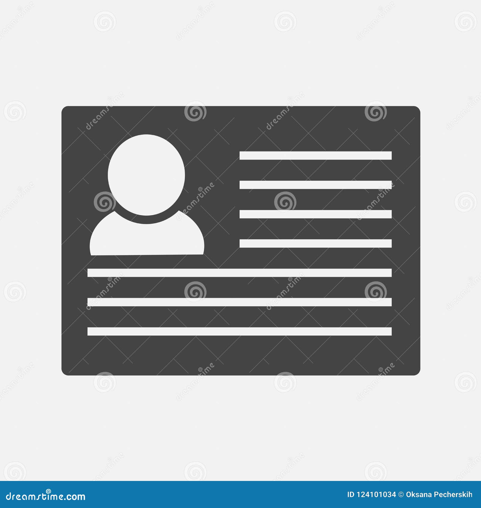 Icon Profile. the User`s Passport is on a Gray Background Stock Vector ...
