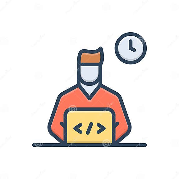 Color Illustration Icon for Programmer, Developer and Working Stock ...