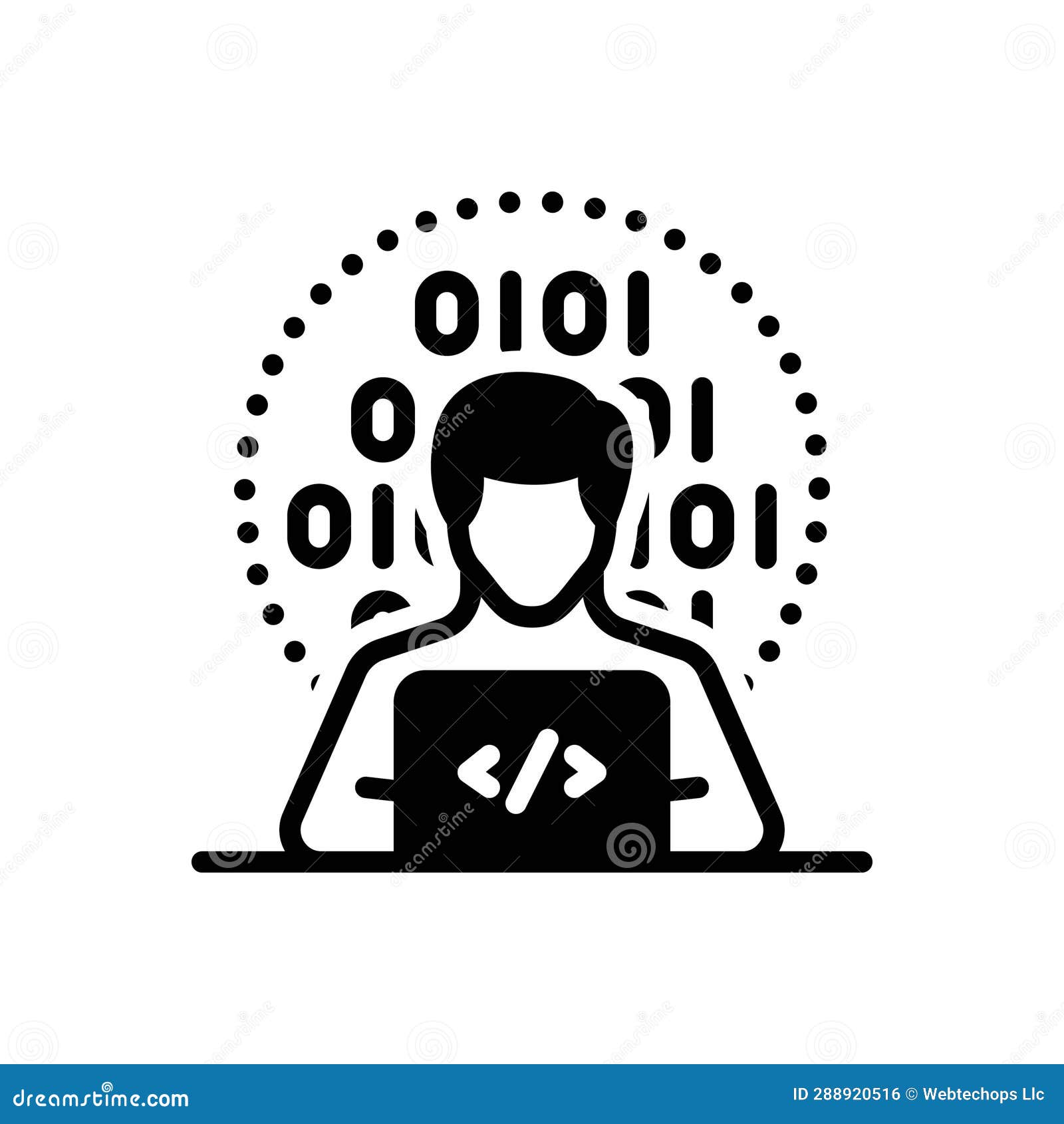 A Programmer, A Hacker Drawn In A Cartoon Flat Style. Illustration Of ...