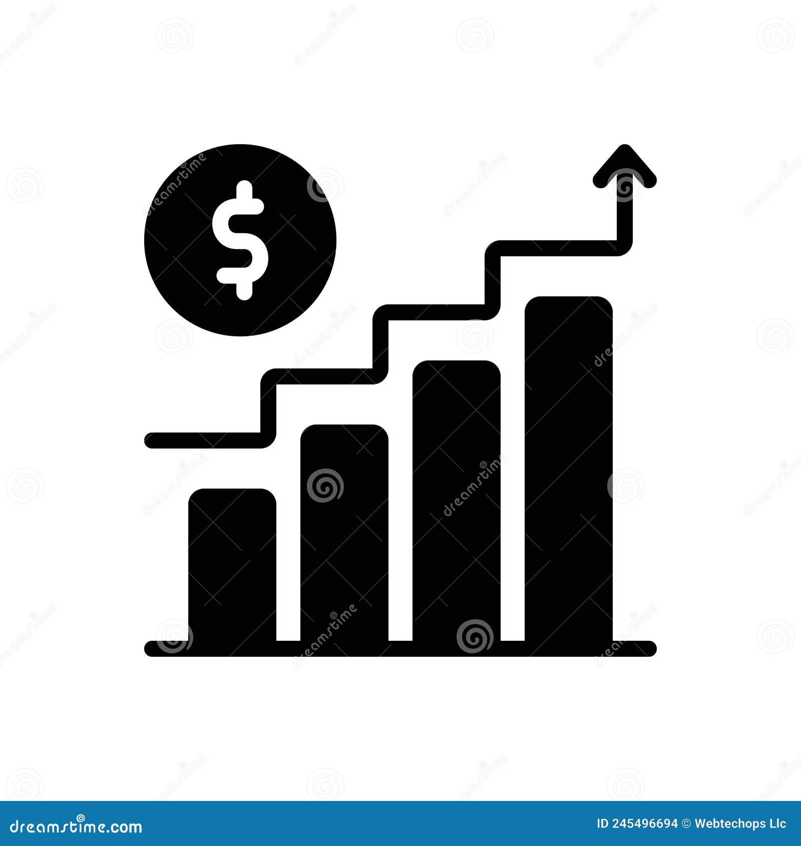 Black Solid Icon for Progressive, Increasing and Growing Stock ...