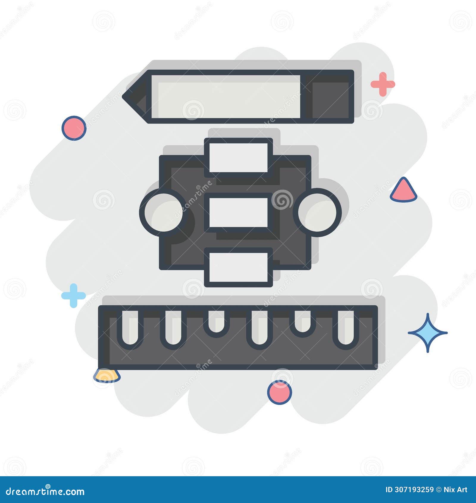 Icon Project Flowchart. Related To Creative Concept Symbol. Comic Style ...