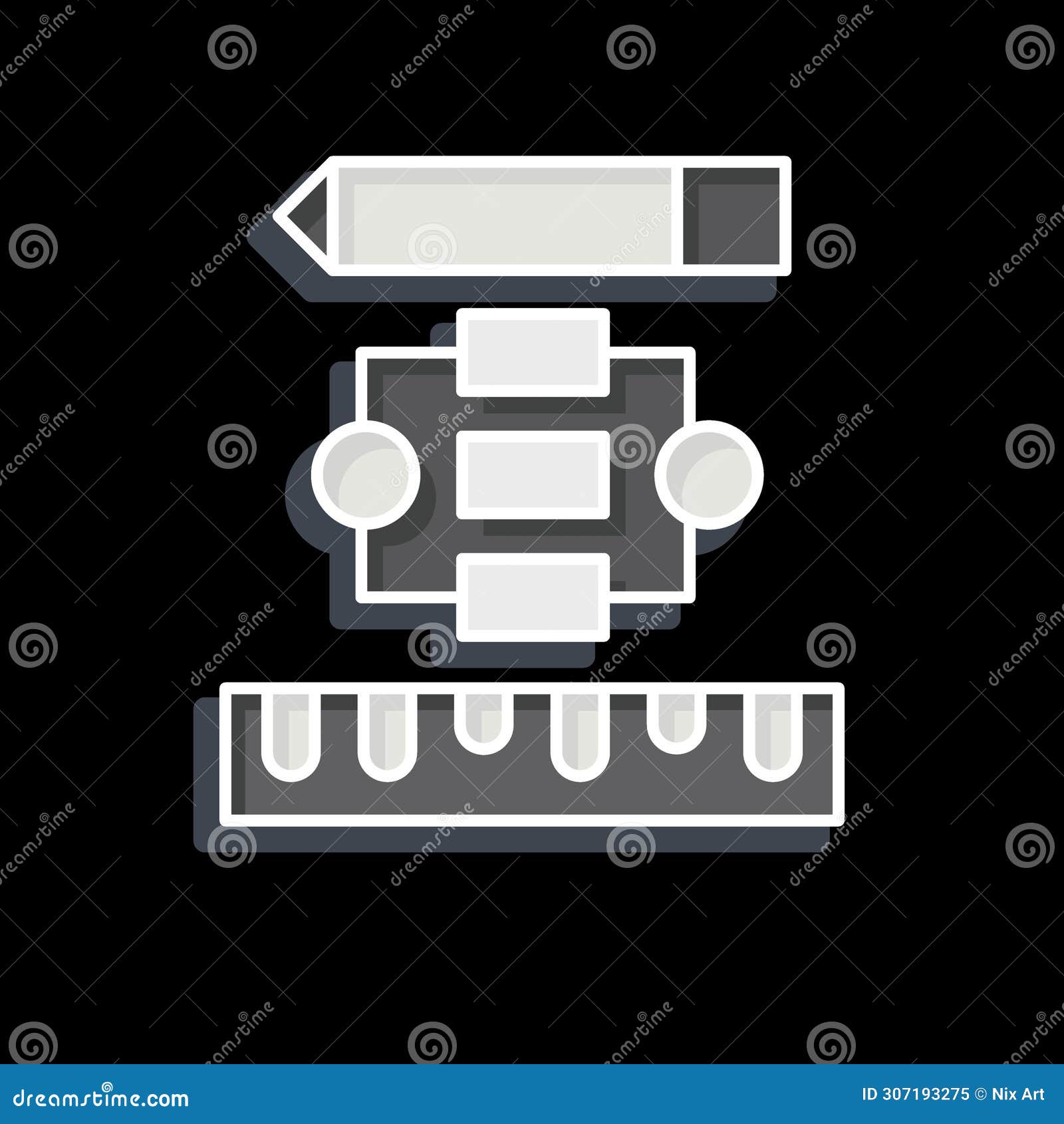 Icon Project Flowchart. Related To Creative Concept Symbol. Glossy ...