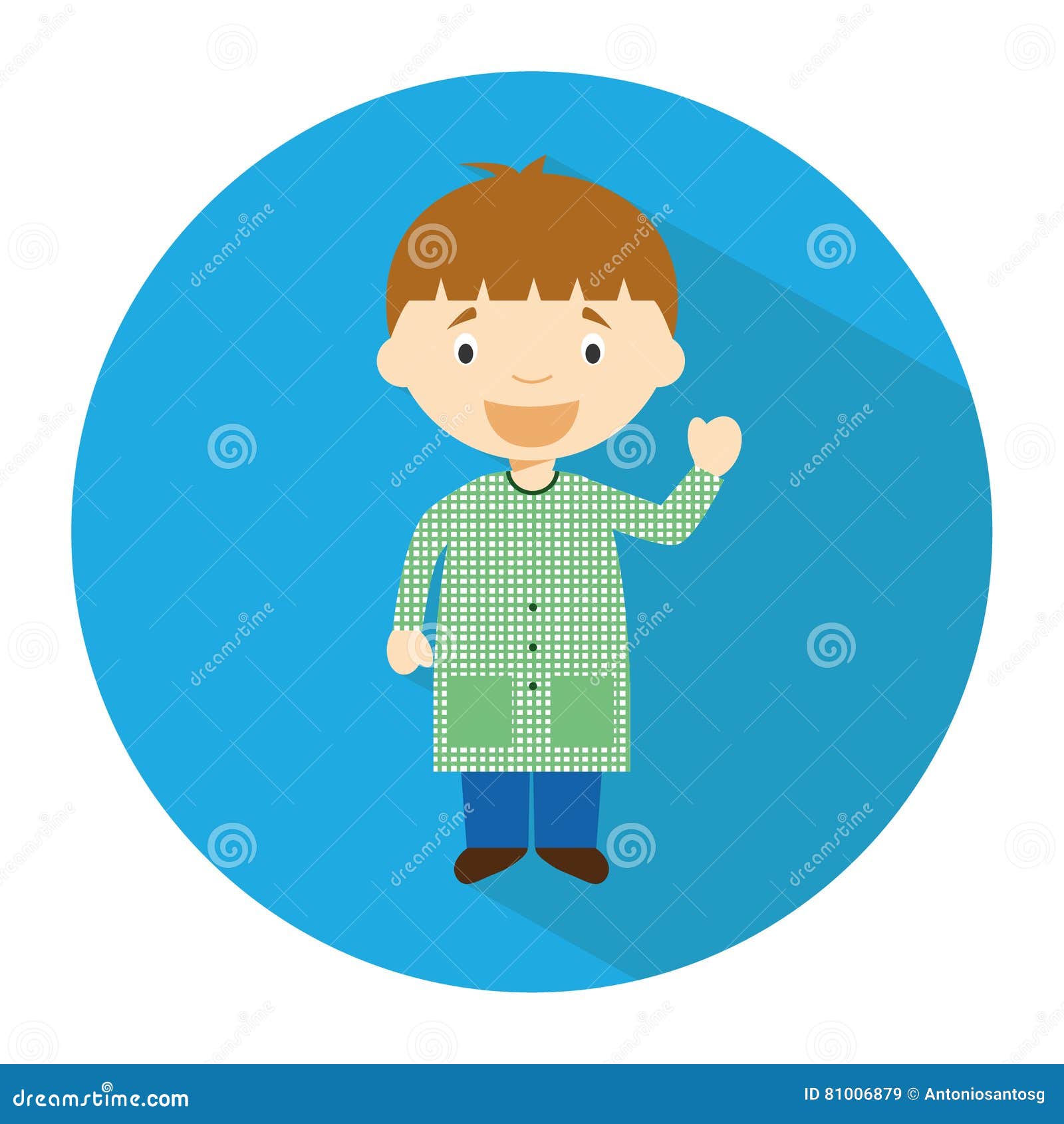Icon of a Pupil Boy in Flat Style. Vector Illustration Stock Vector ...