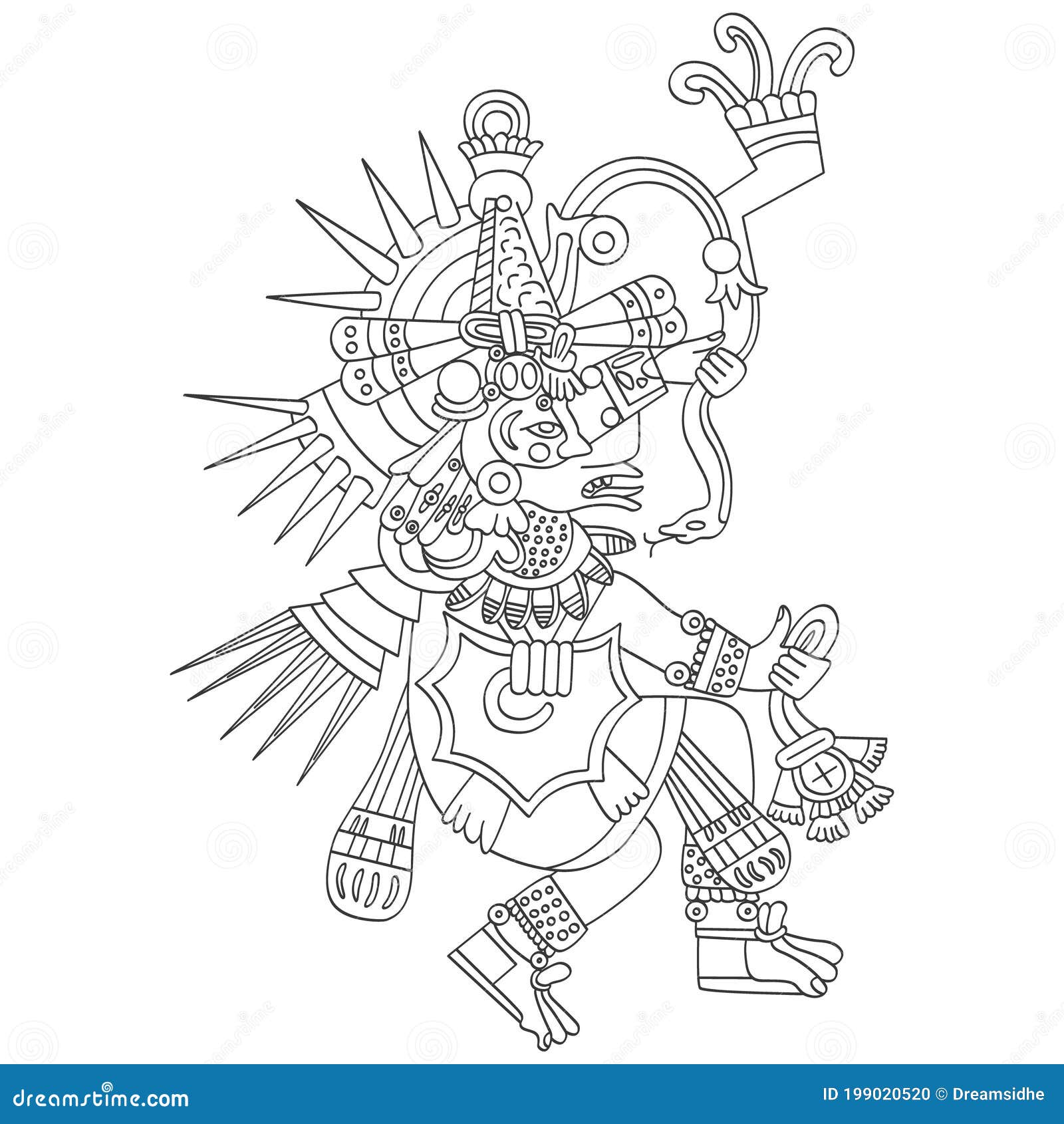 Icon with Quetzalcoatl the Aztec God of Wind and Air Stock Vector ...