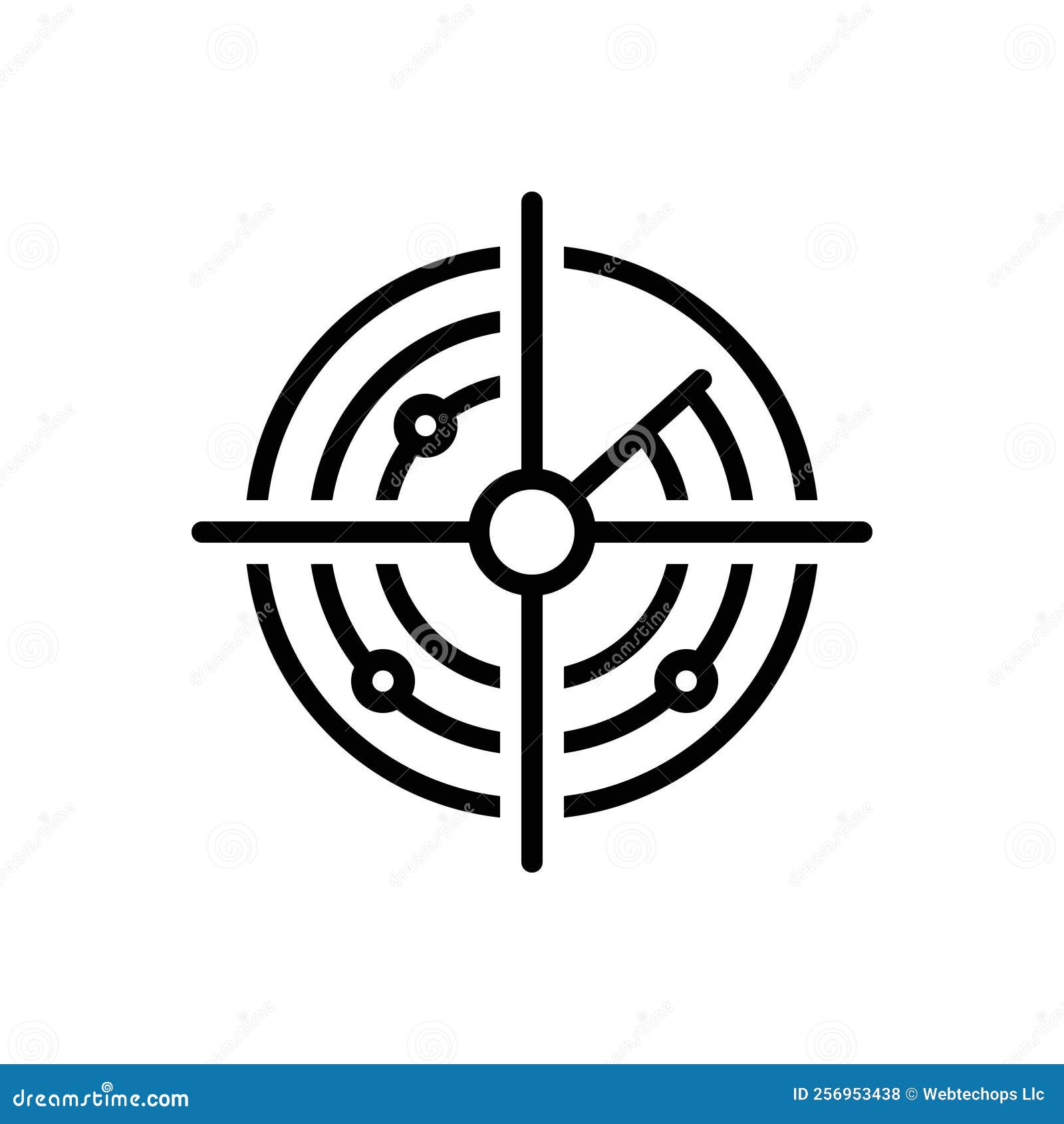 Black Line Icon for Radar, Detection and Electronic Stock Vector ...