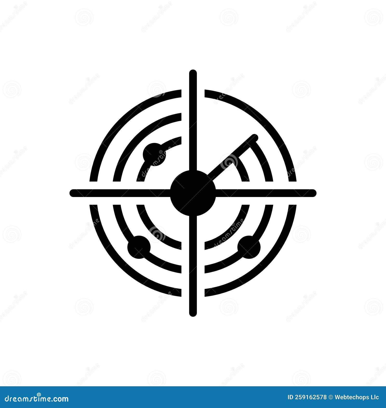 Black Solid Icon for Radar, Detection and Electronic Stock Vector ...