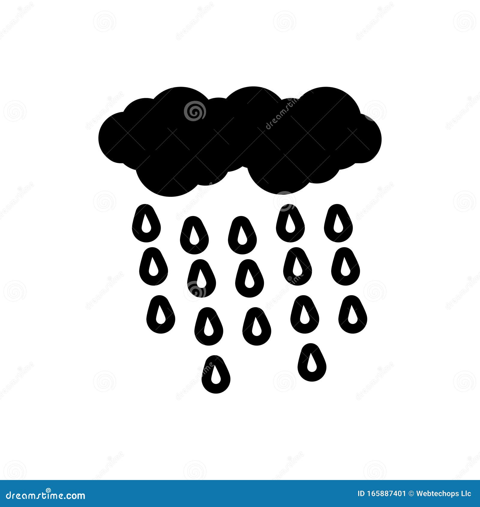 Black Solid Icon for Rain, Rainfall and Precipitation Stock Vector ...