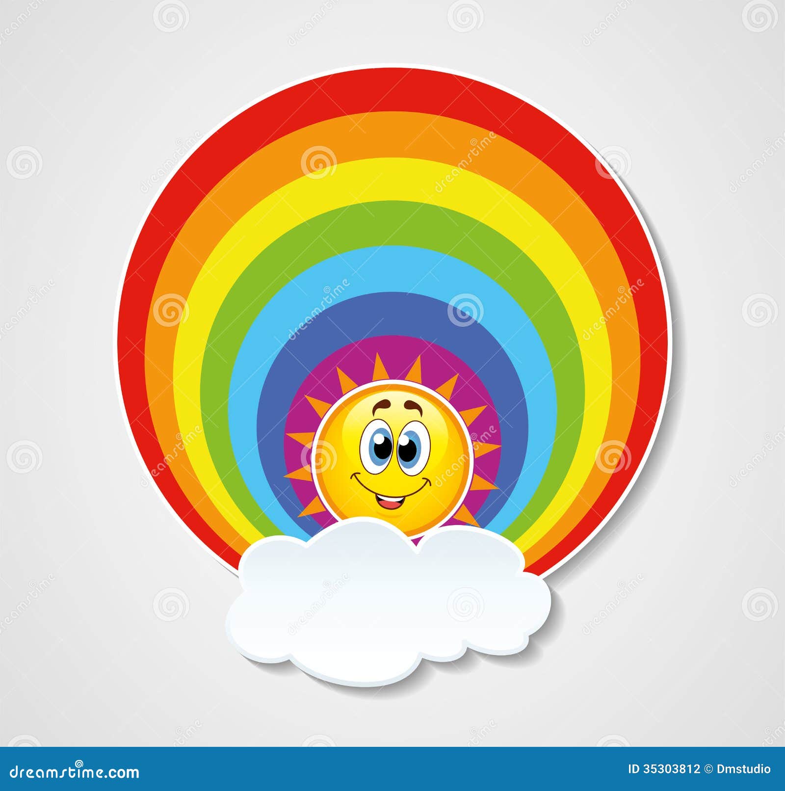 Vector Icon of Rainbow, Sun and Cloud Stock Vector - Illustration of ...