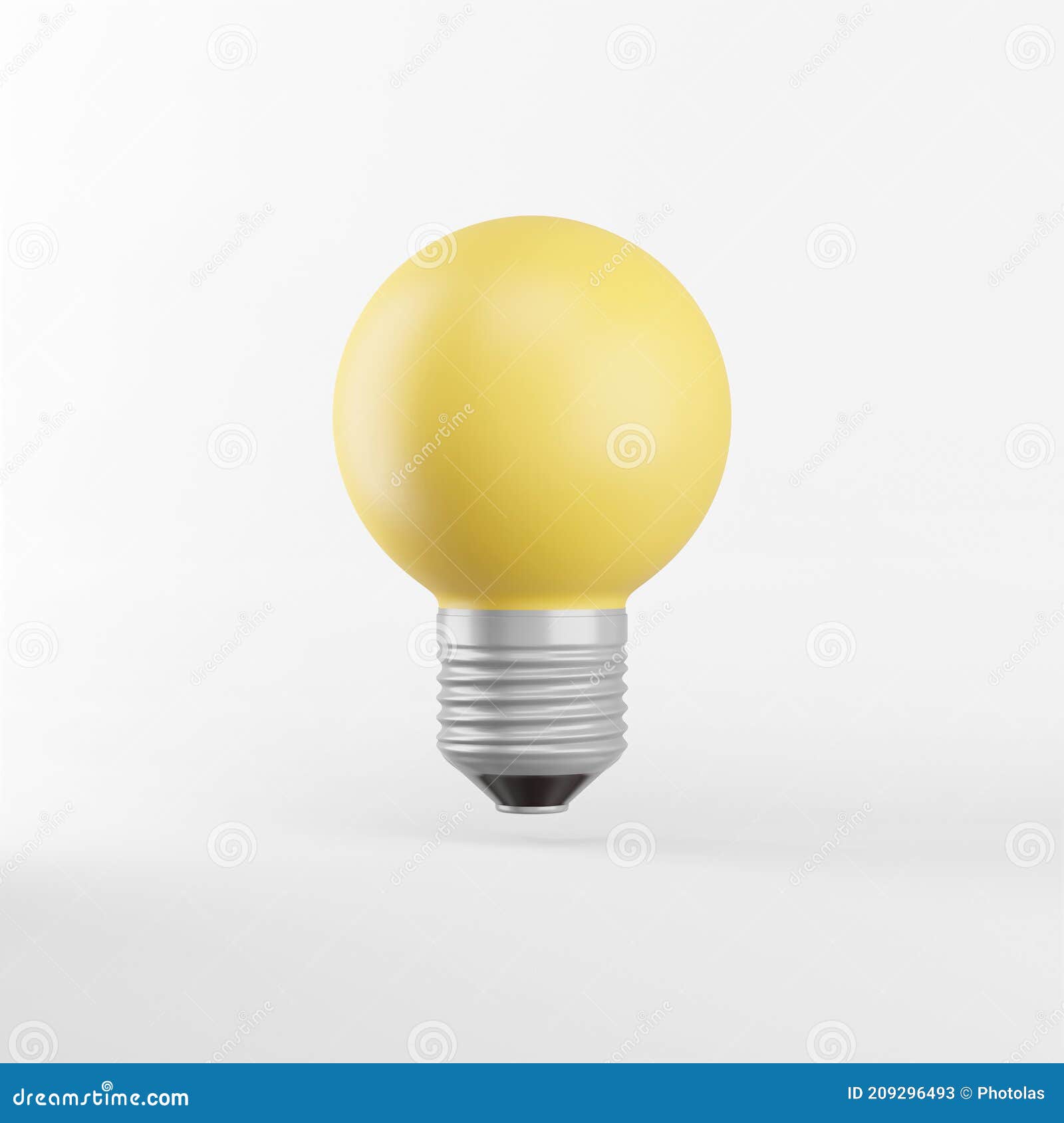 The Icon is a Realistic Yellow Round Light Bulb. 3D Rendering Stock ...