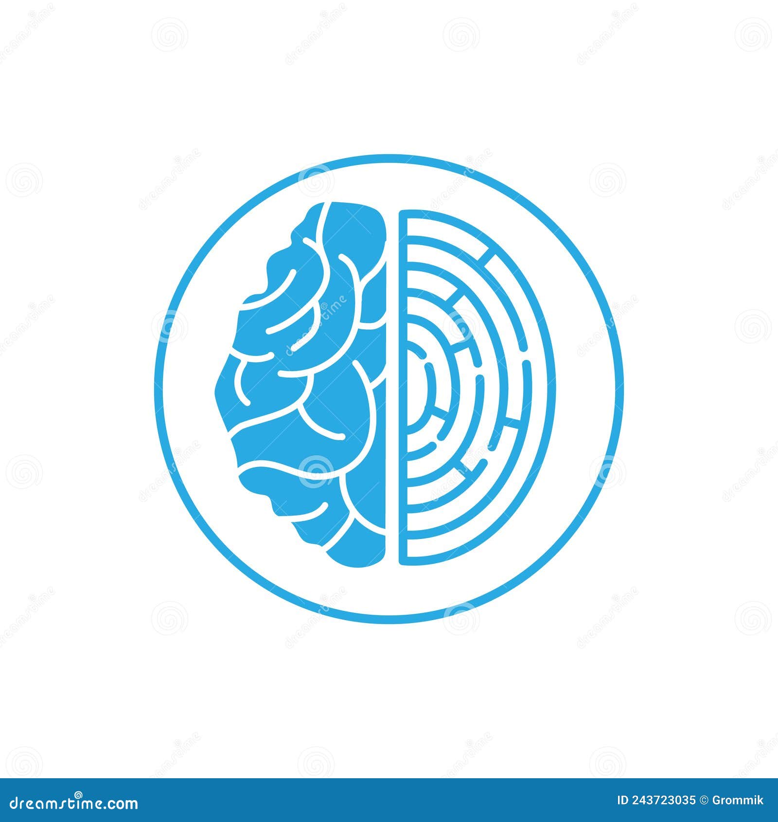 Icon of the Reality Logo. Half of the Brain and Spirals Stock Vector ...