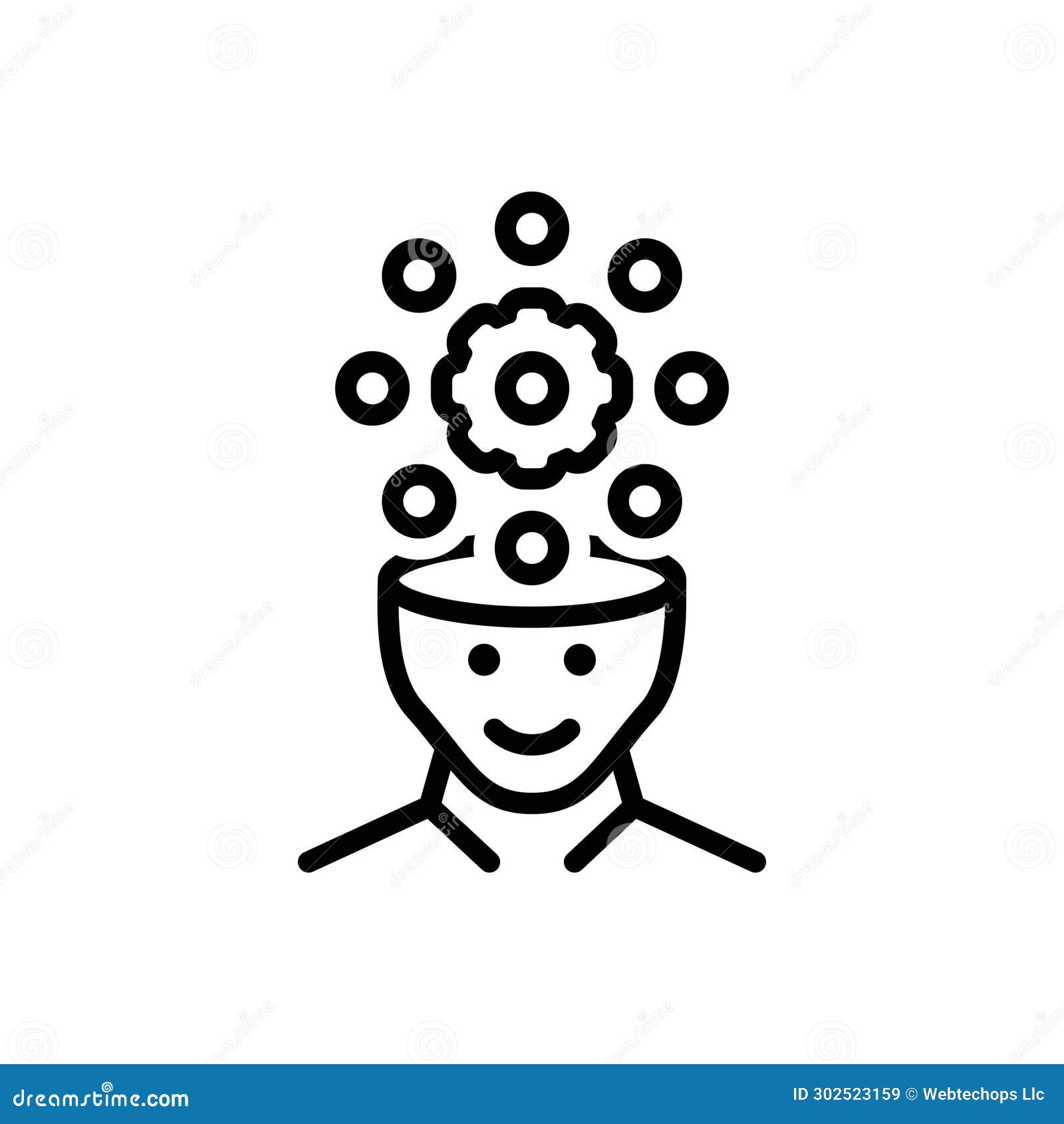Black Line Icon for Reasoning, Inference and Gear Stock Vector ...