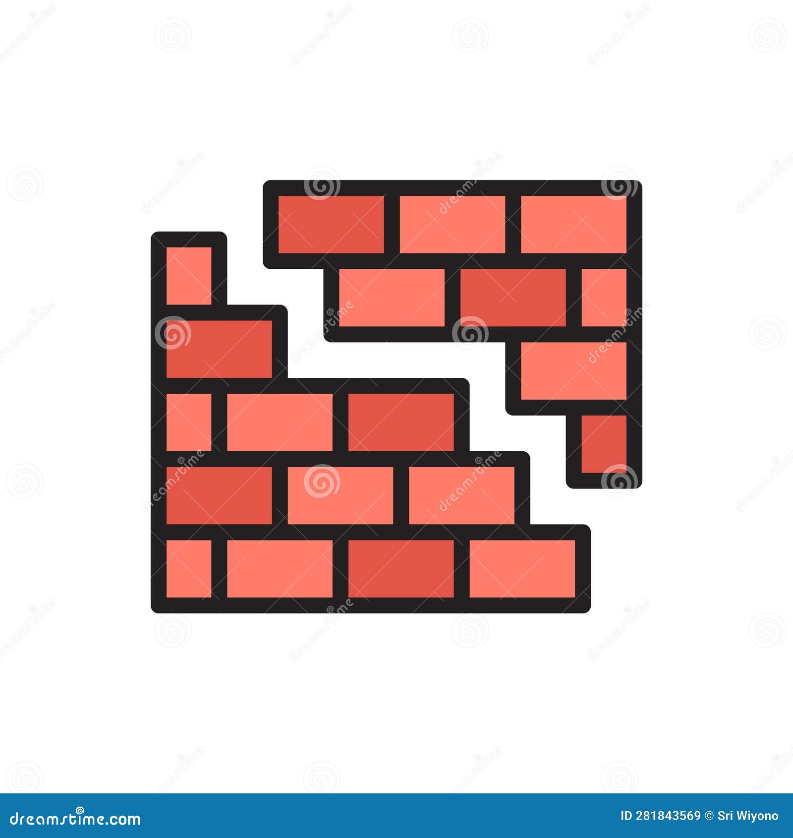 This Icon is a Red Brick Wall in White Background Stock Vector ...