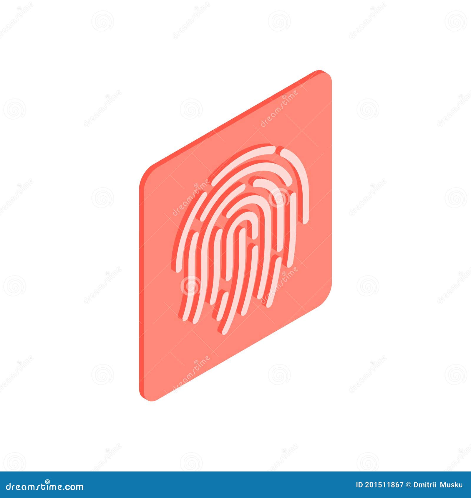 Icon of Red Fingerprint for Biometric Authorization Stock Vector ...
