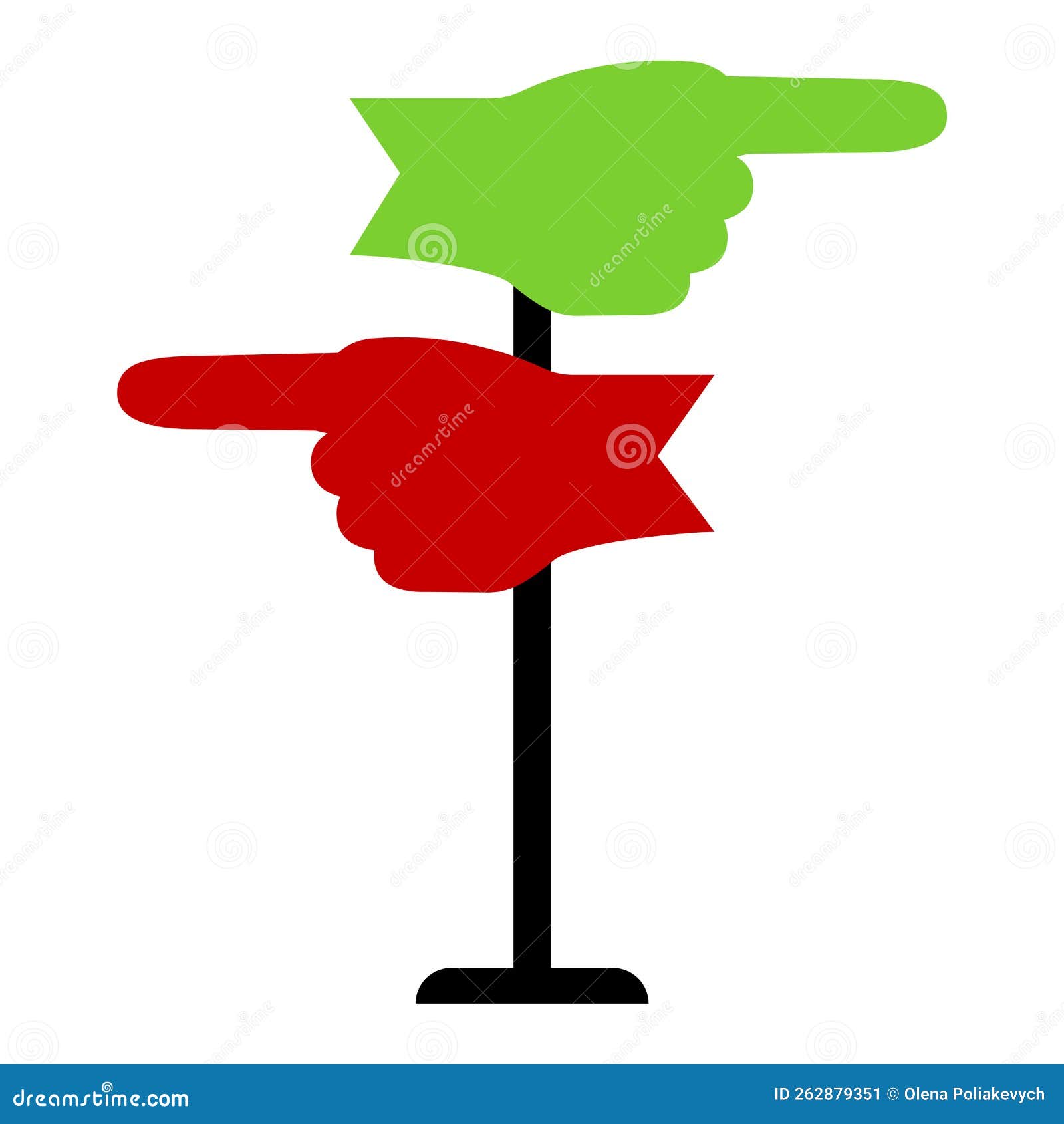 Icon with Red Green Hand Pointers. Contour Symbol. Vector Illustration ...
