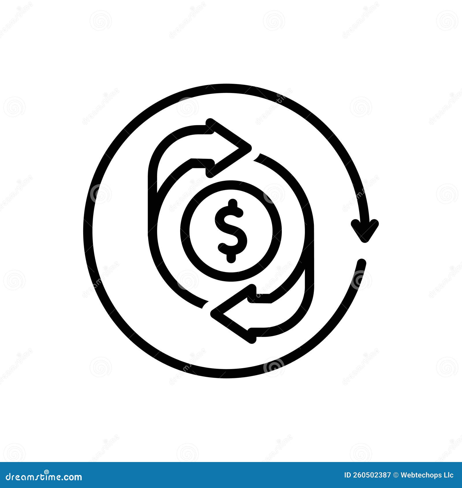 Black Line Icon for Refund, Withdrawal and Refundment Stock Vector ...