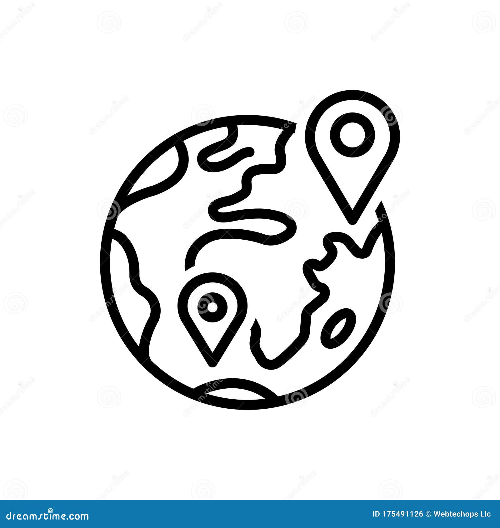 Black Line Icon for Regional, Territorial and Geographical Stock Vector ...