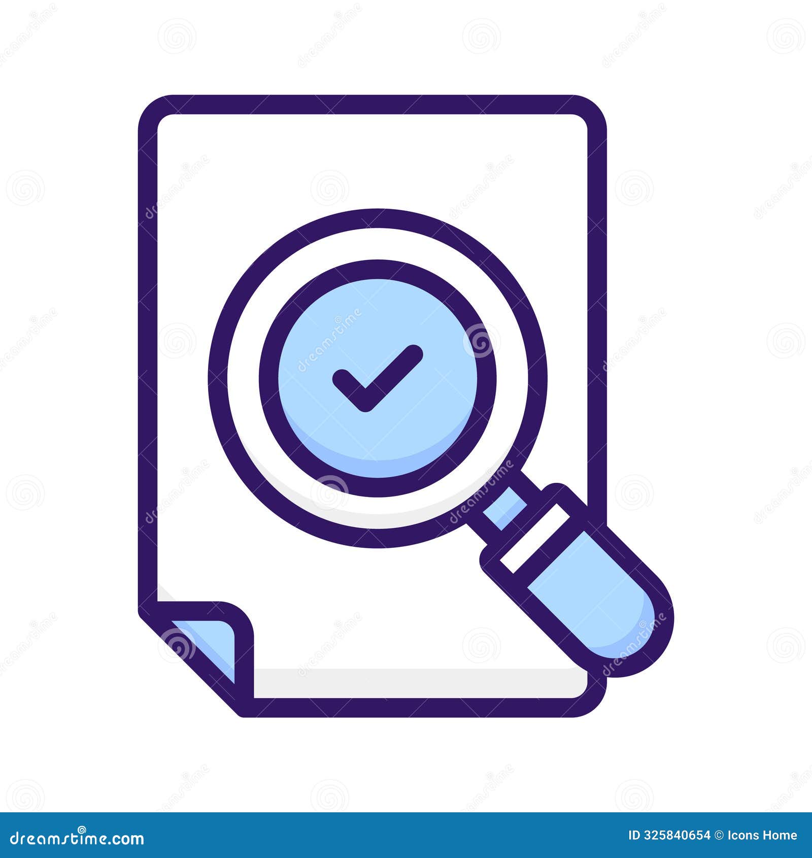 An Icon Representing Document Verification with a Magnifying Glass and ...