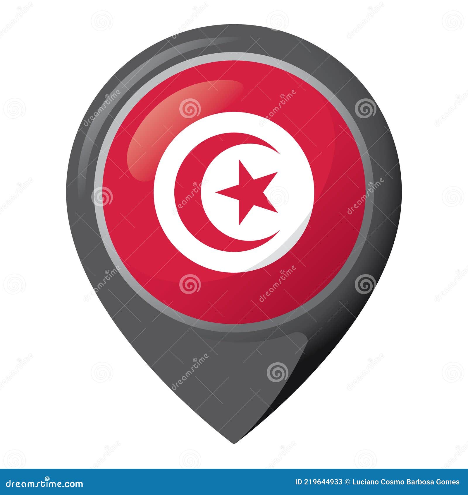 Icon Representing Location Pin With The Flag Of Tunisia Ideal For